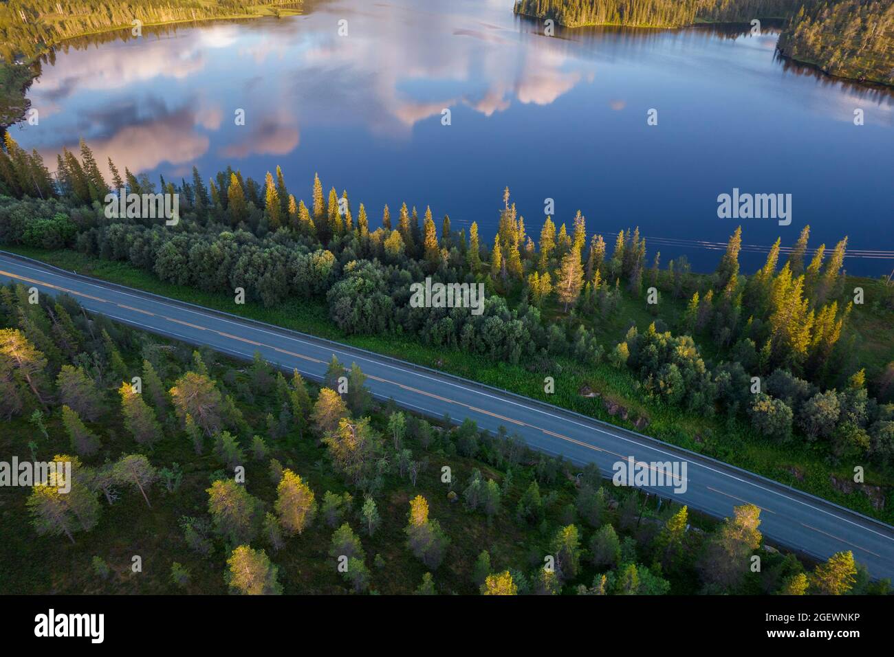 Scenic Aerial Norwegian Nordland County Lake Side Highway Drive ...