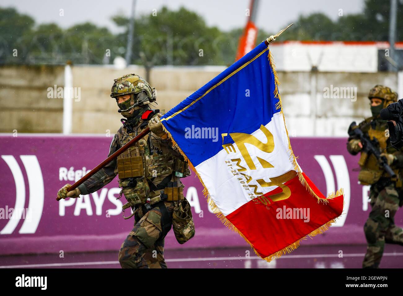 Army bringing the starting flag during the 24 Hours of Le Mans 2021 ...
