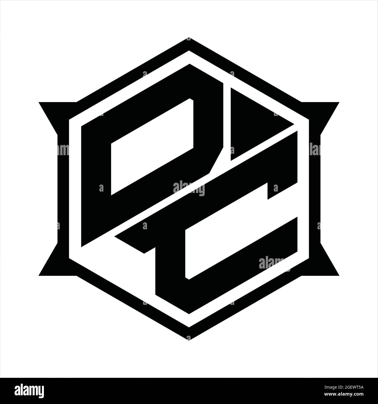 DC Logo monogram with hexagon and sharp shape design template Stock ...