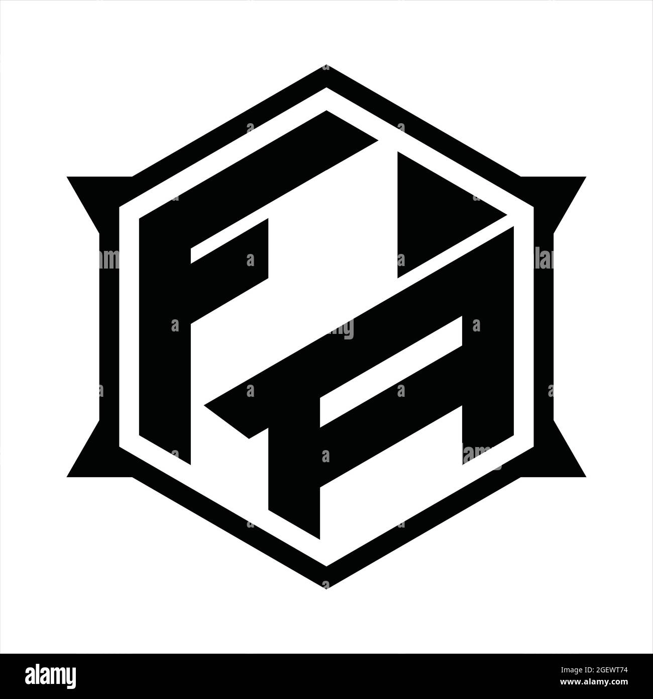 FA Logo monogram with hexagon and sharp shape design template Stock ...