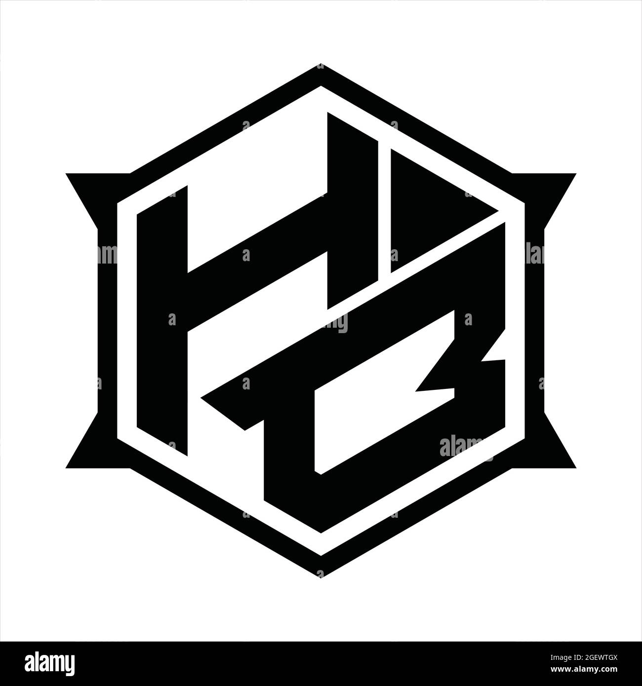 HB Logo monogram with hexagon and sharp shape design template Stock ...