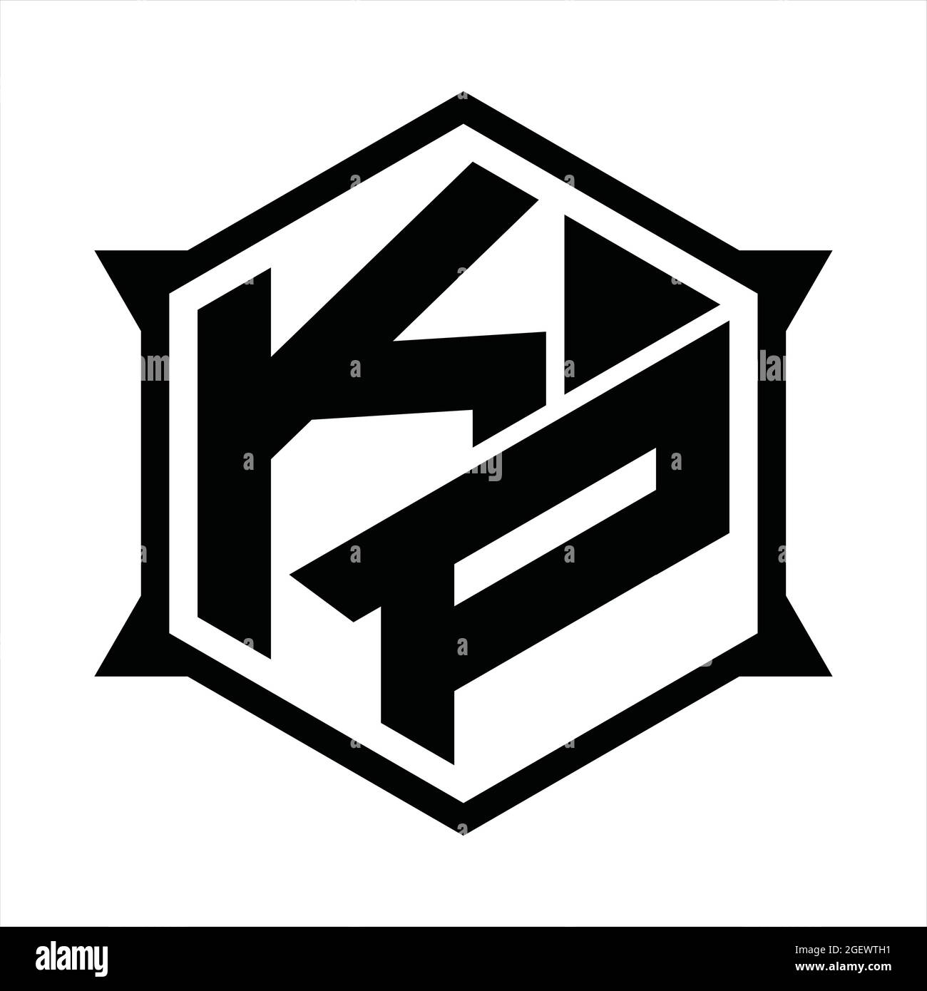 KP Logo monogram with hexagon and sharp shape design template Stock ...
