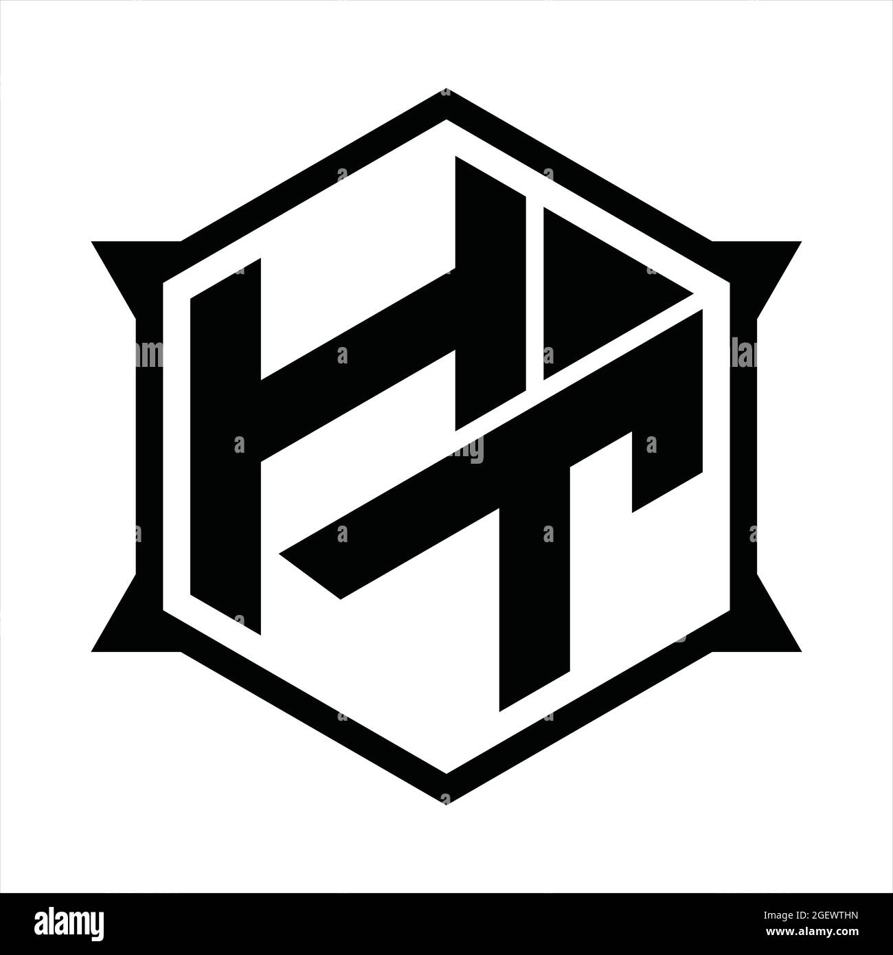 HT Logo monogram with hexagon and sharp shape design template Stock ...