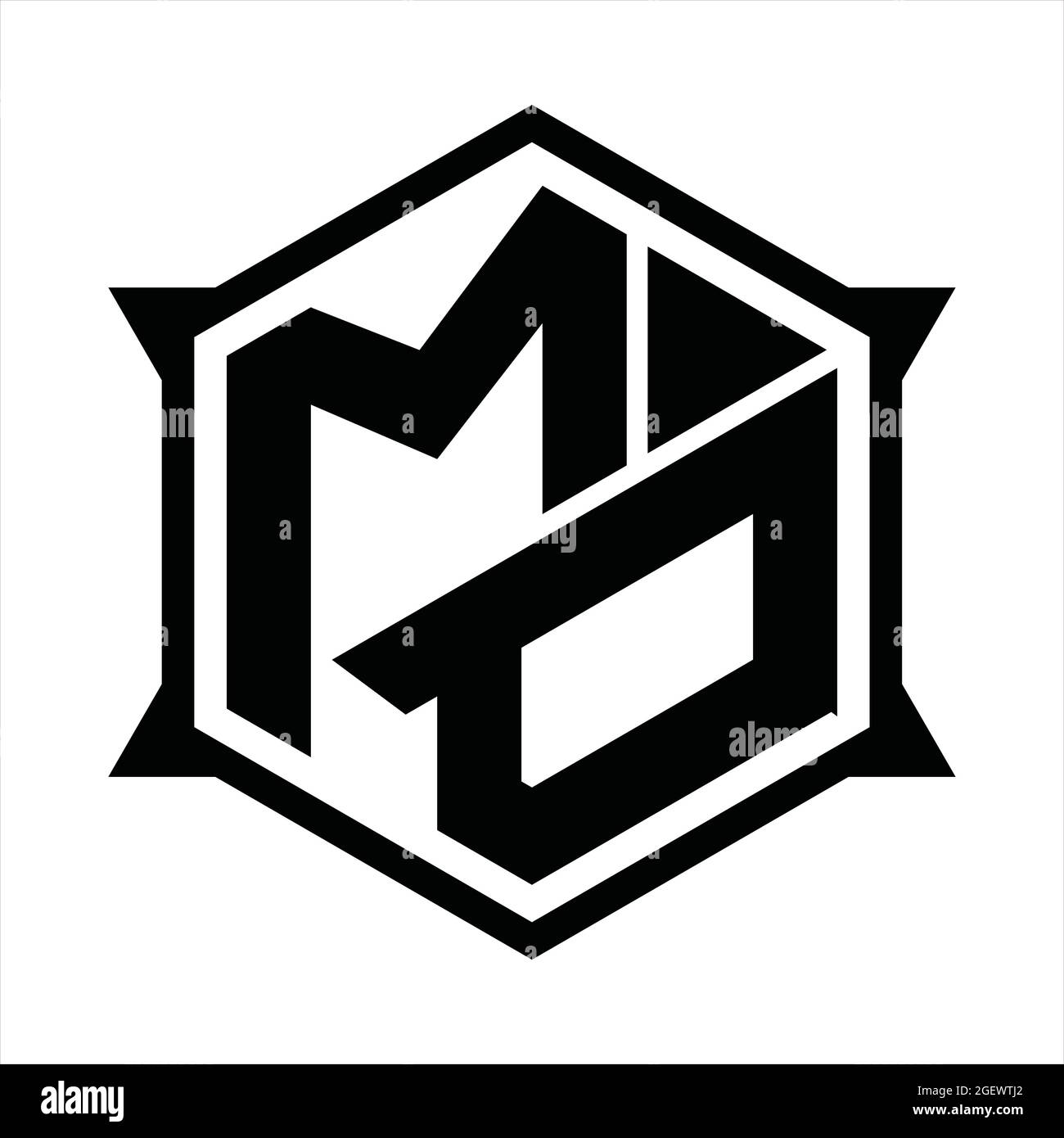 MD Logo monogram with hexagon and sharp shape design template Stock ...