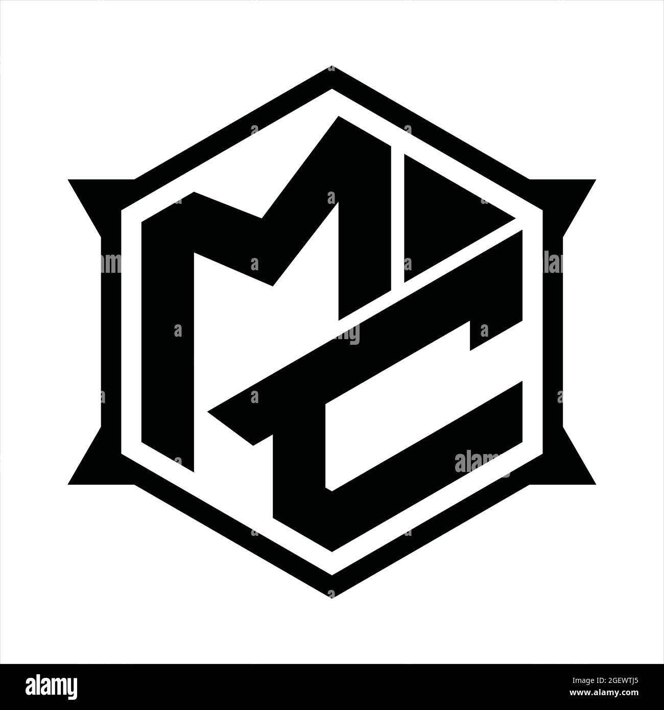 MC Logo monogram with hexagon and sharp shape design template Stock ...