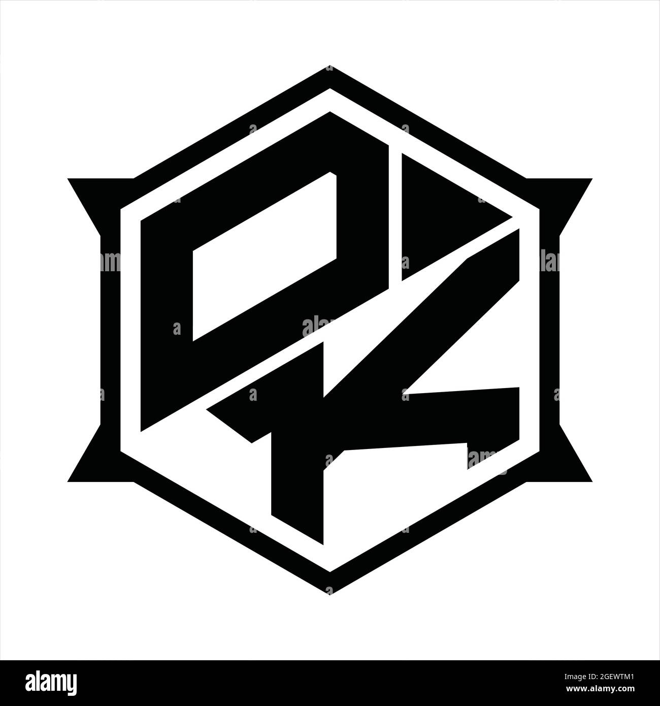 OK Logo monogram with hexagon and sharp shape design template Stock ...