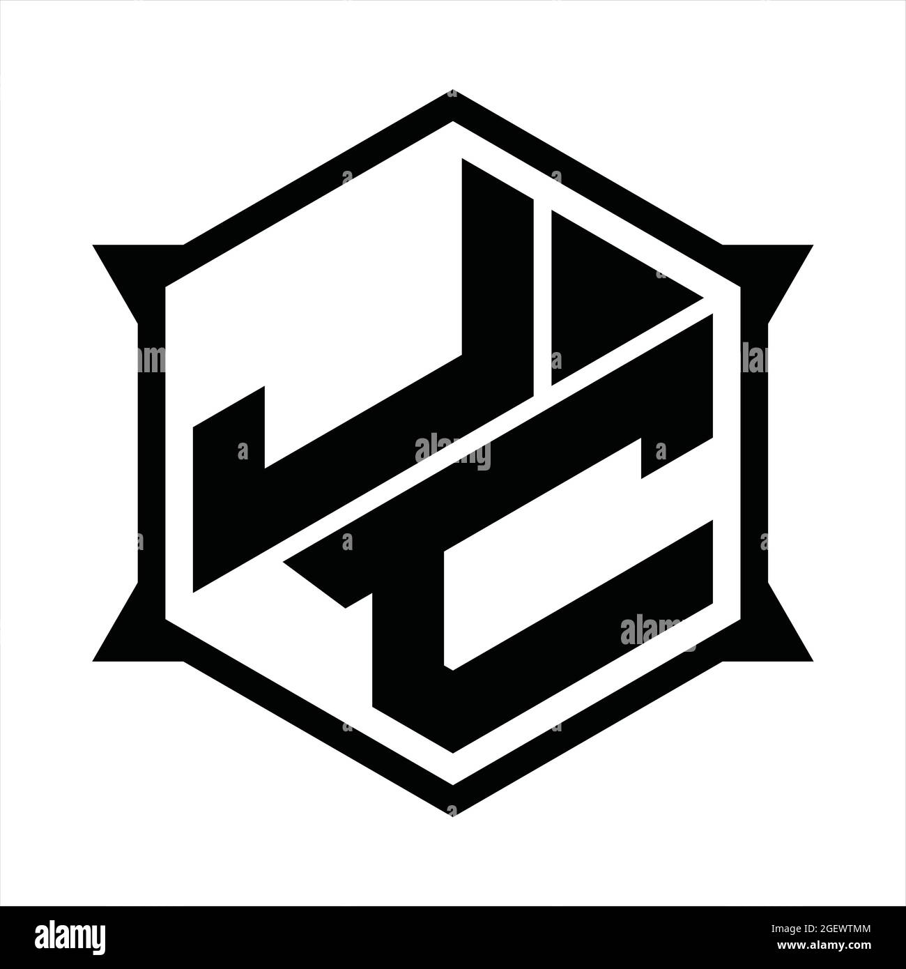 JC Logo monogram with hexagon and sharp shape design template Stock ...