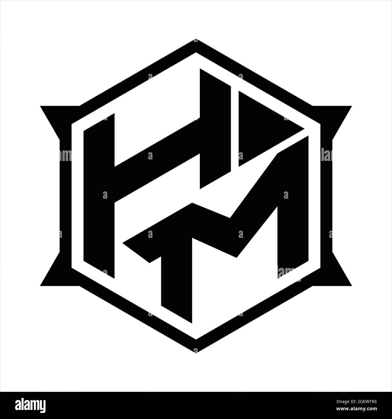 HM Logo monogram with hexagon and sharp shape design template Stock ...