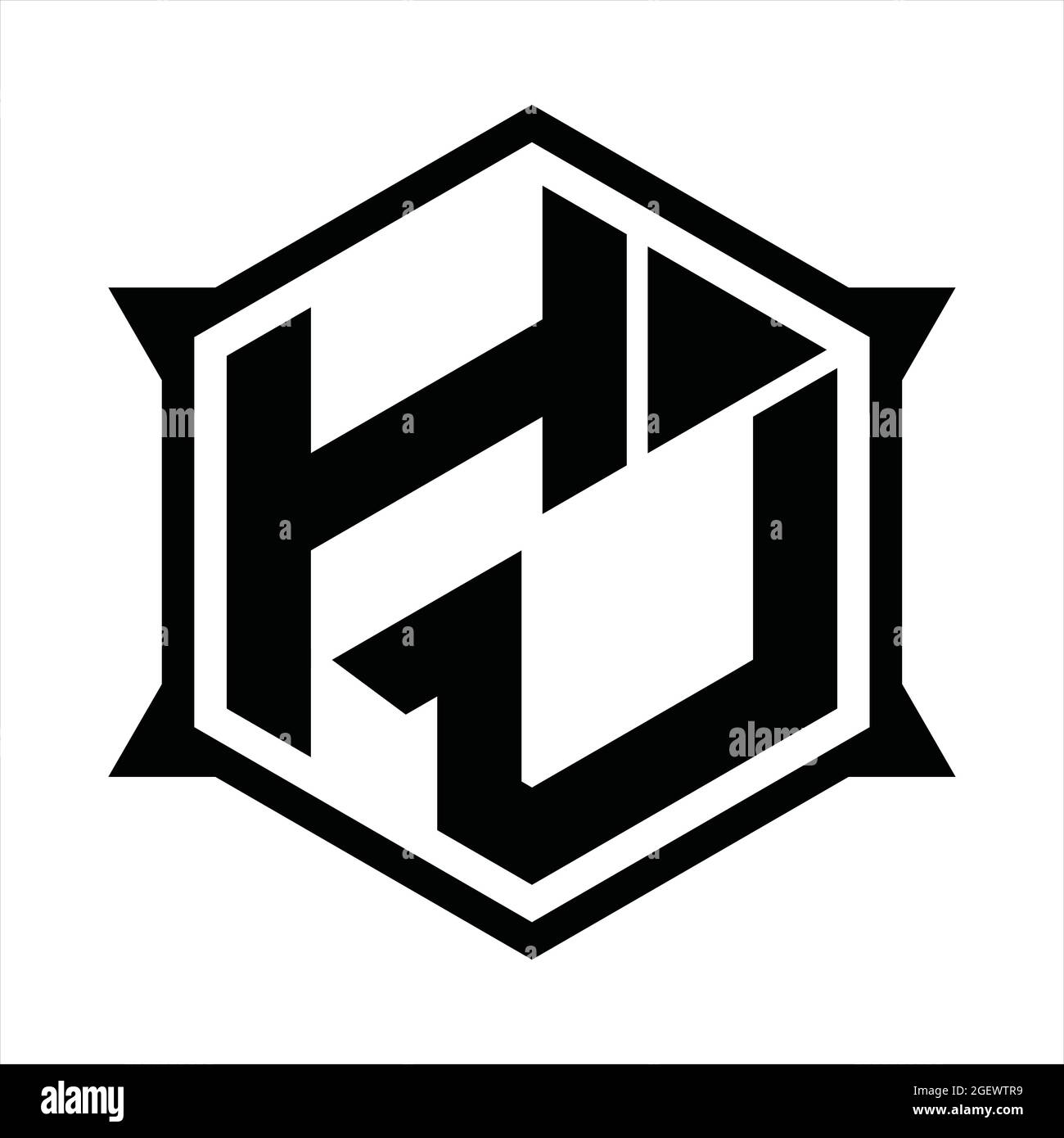 HU Logo monogram with hexagon and sharp shape design template Stock Vector Image & Art - Alamy