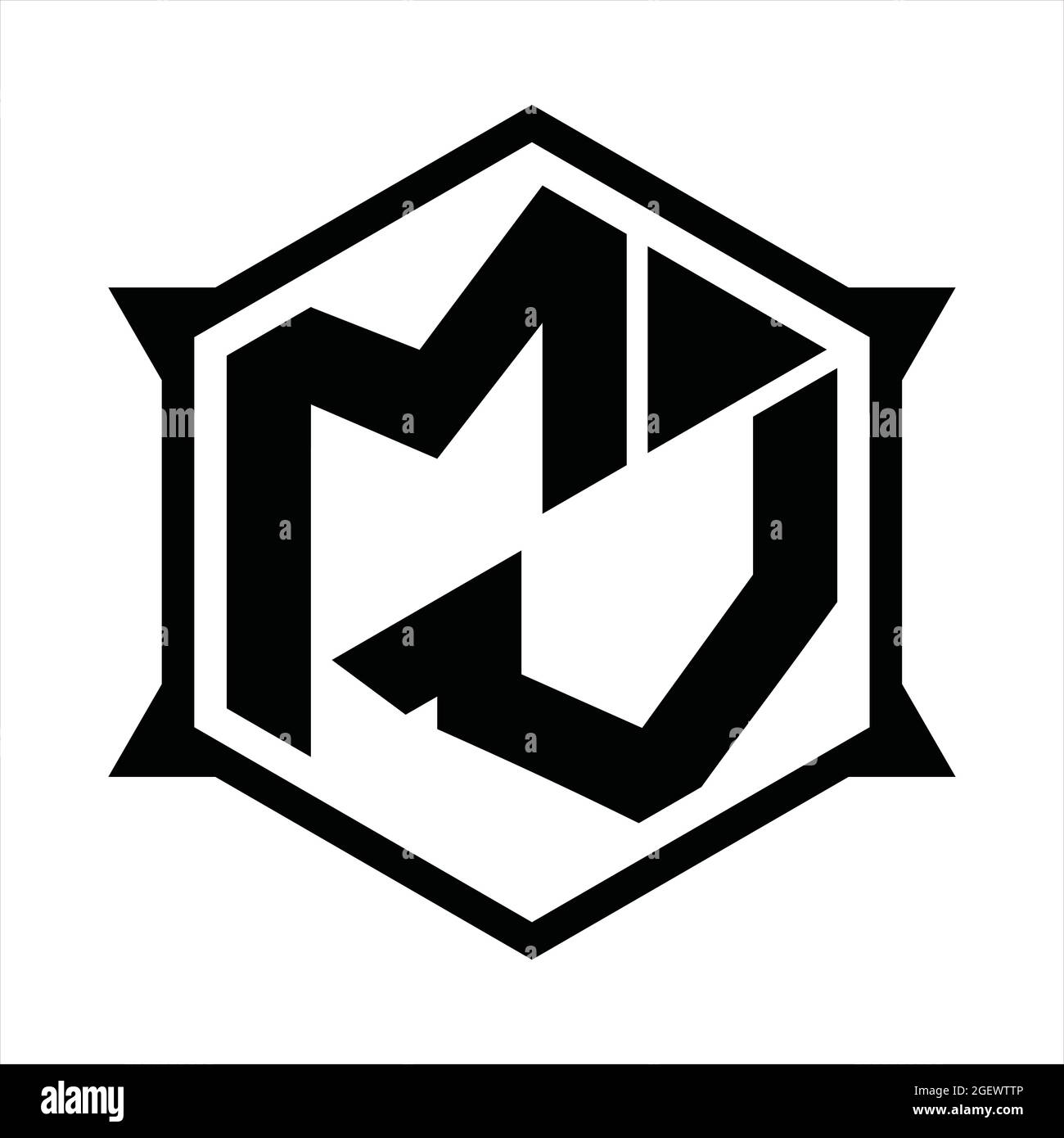 MV Logo monogram with hexagon and sharp shape design template Stock ...