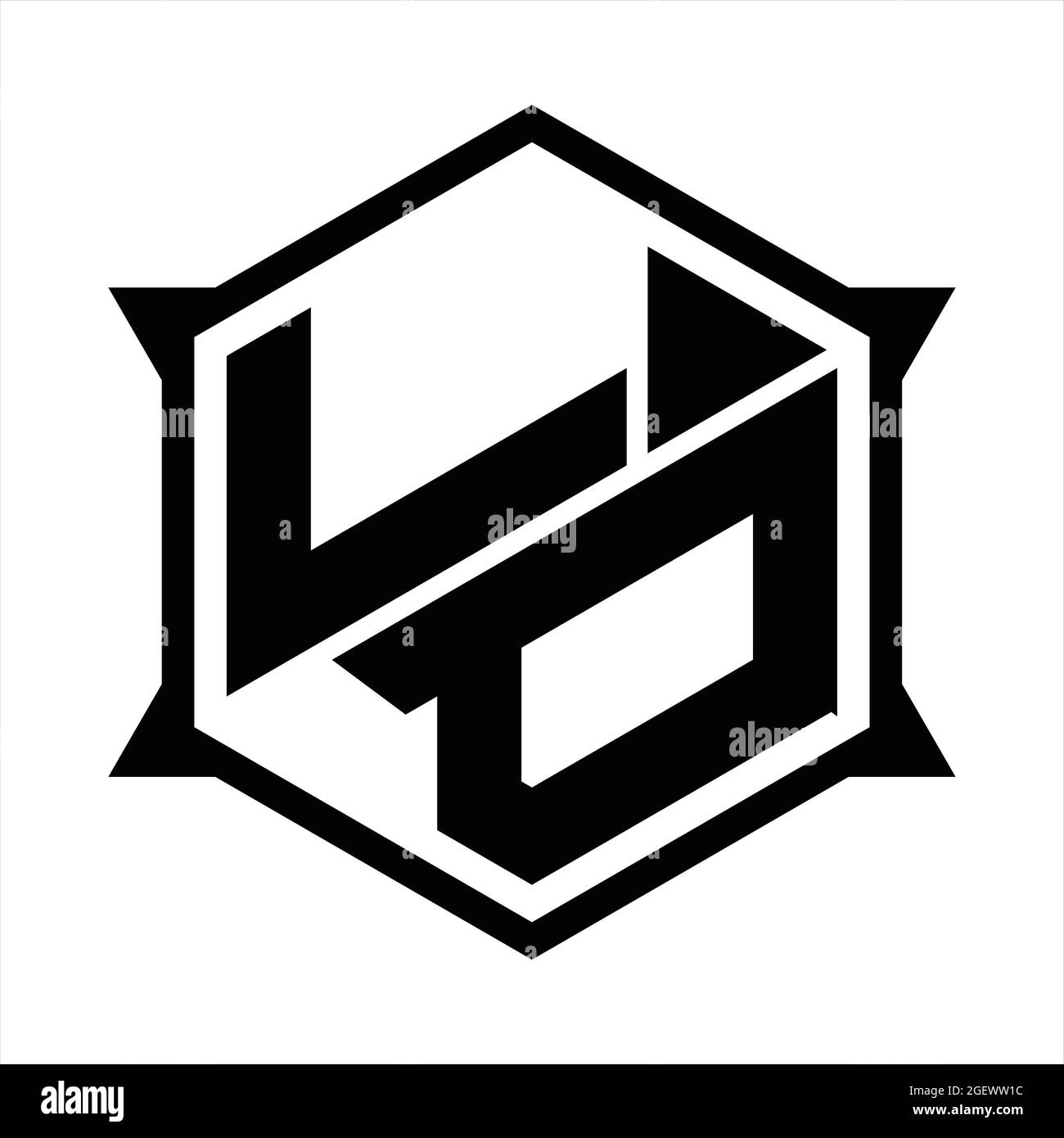 LD Logo monogram with hexagon and sharp shape design template Stock ...