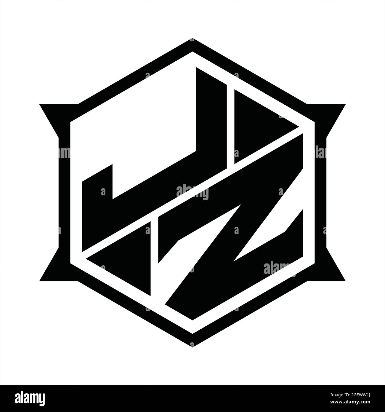 JZ Logo monogram with hexagon and sharp shape design template Stock ...