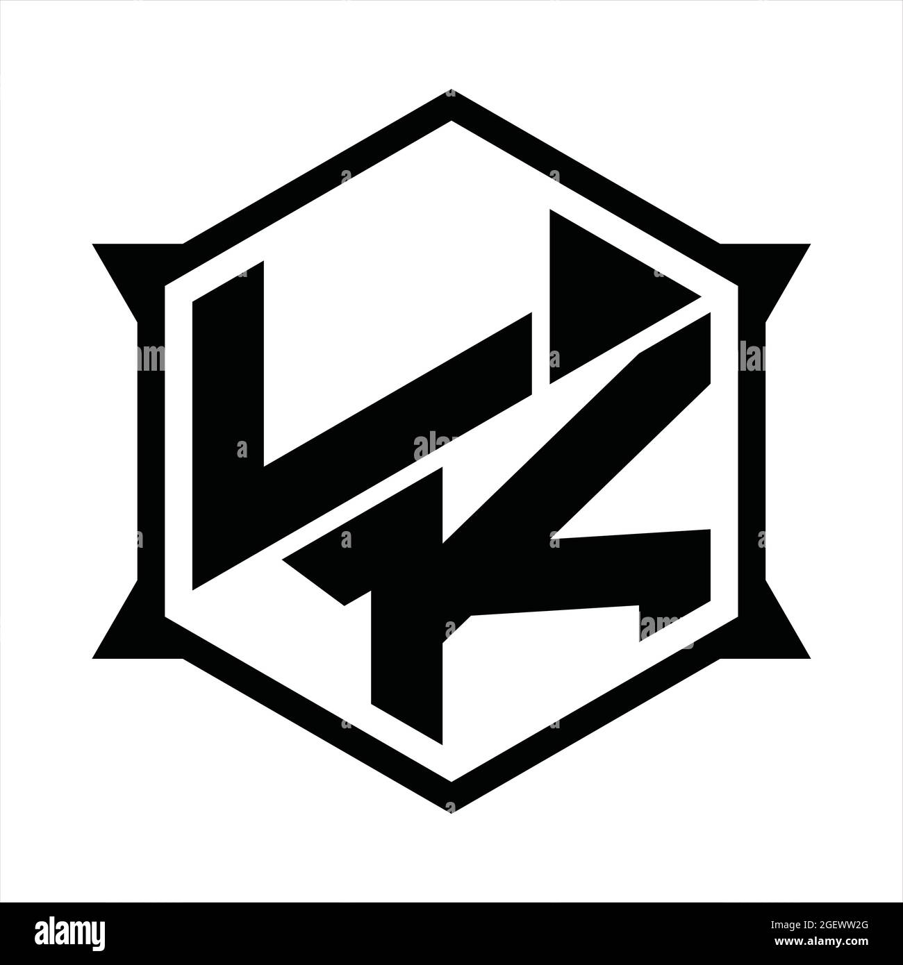 LK Logo monogram with hexagon and sharp shape design template Stock ...