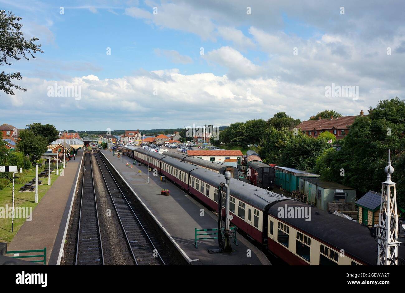 The North Norfolk rail line with the railway station & Sheringham in ...