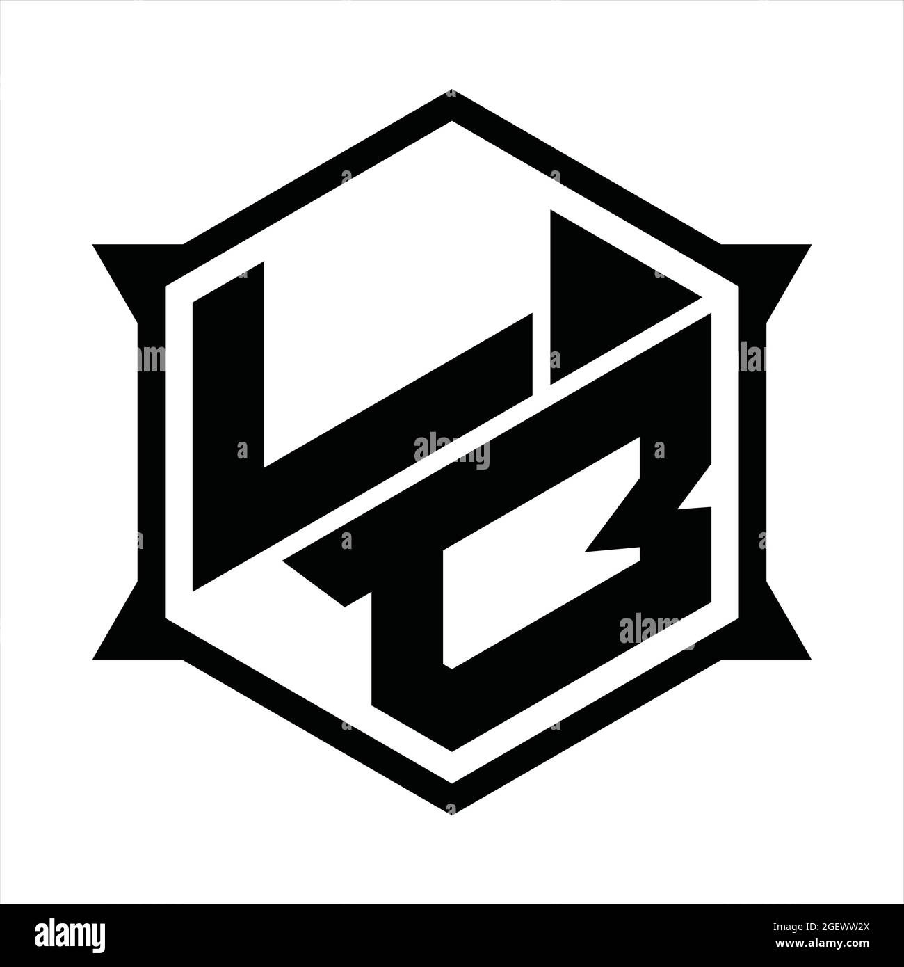 LB Logo monogram with hexagon and sharp shape design template Stock ...
