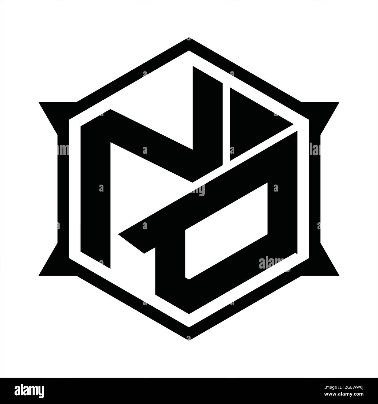 ND Logo monogram with hexagon and sharp shape design template Stock ...