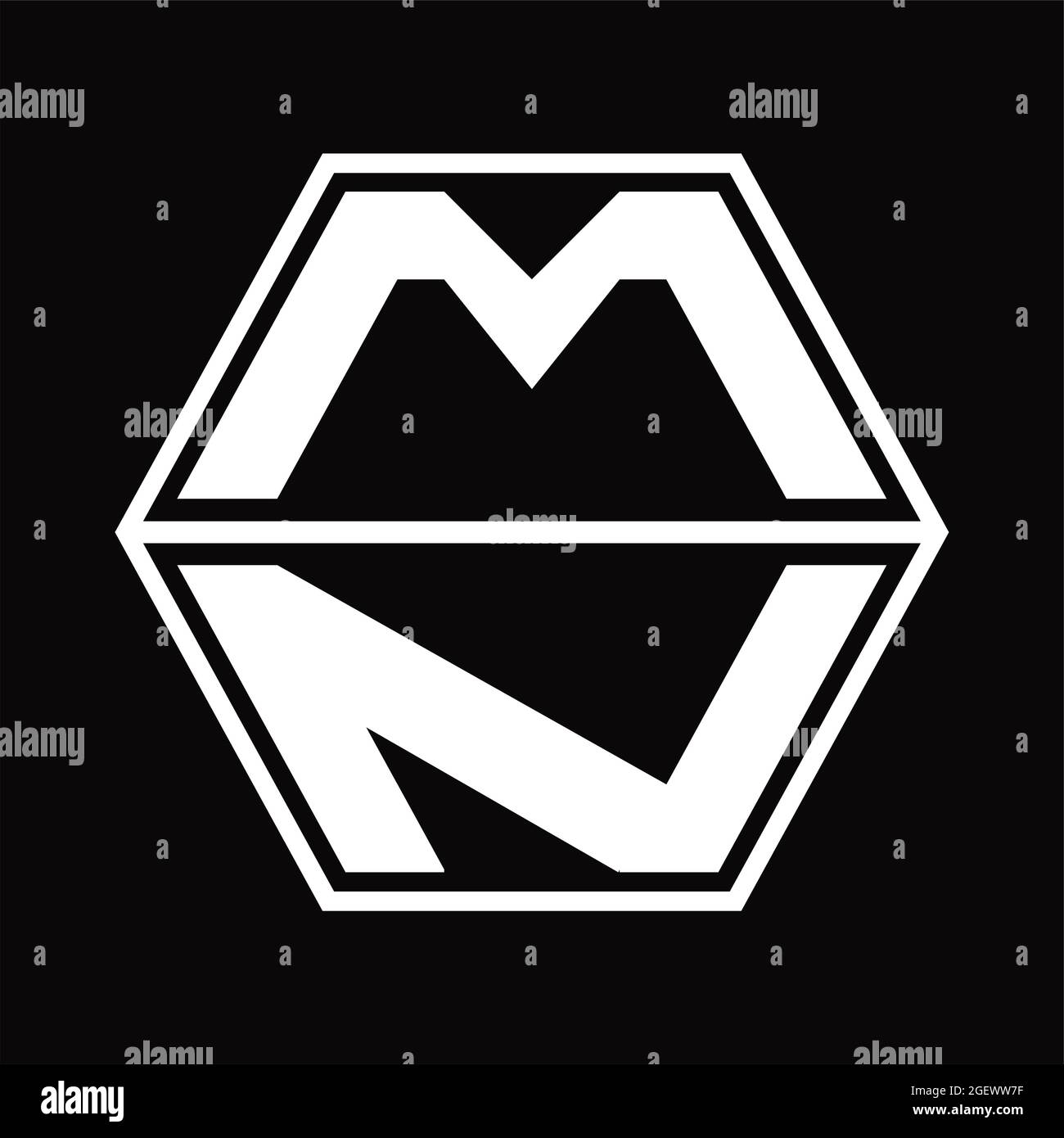 MN Logo monogram with hexagon and sharp shape design template Stock ...
