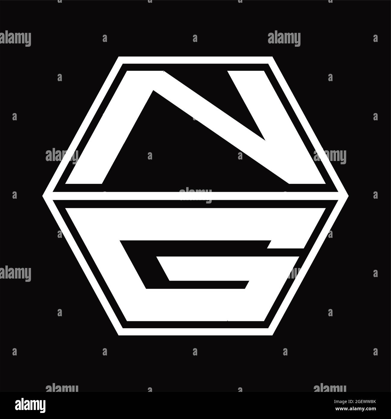 NG Logo monogram with hexagon and sharp shape design template Stock ...
