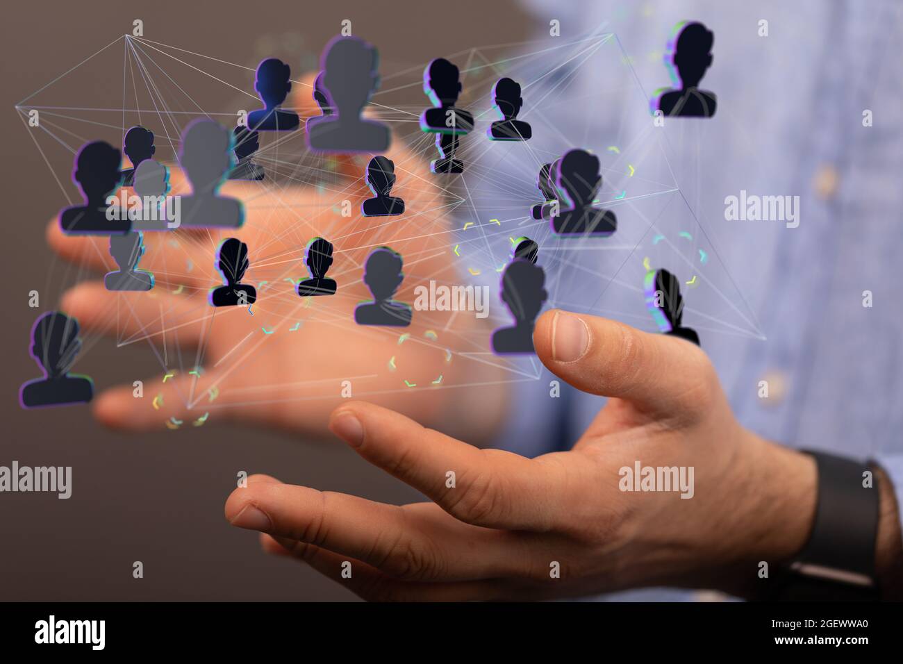 Digital concept of communications, digital unity groups, and teamwork ...