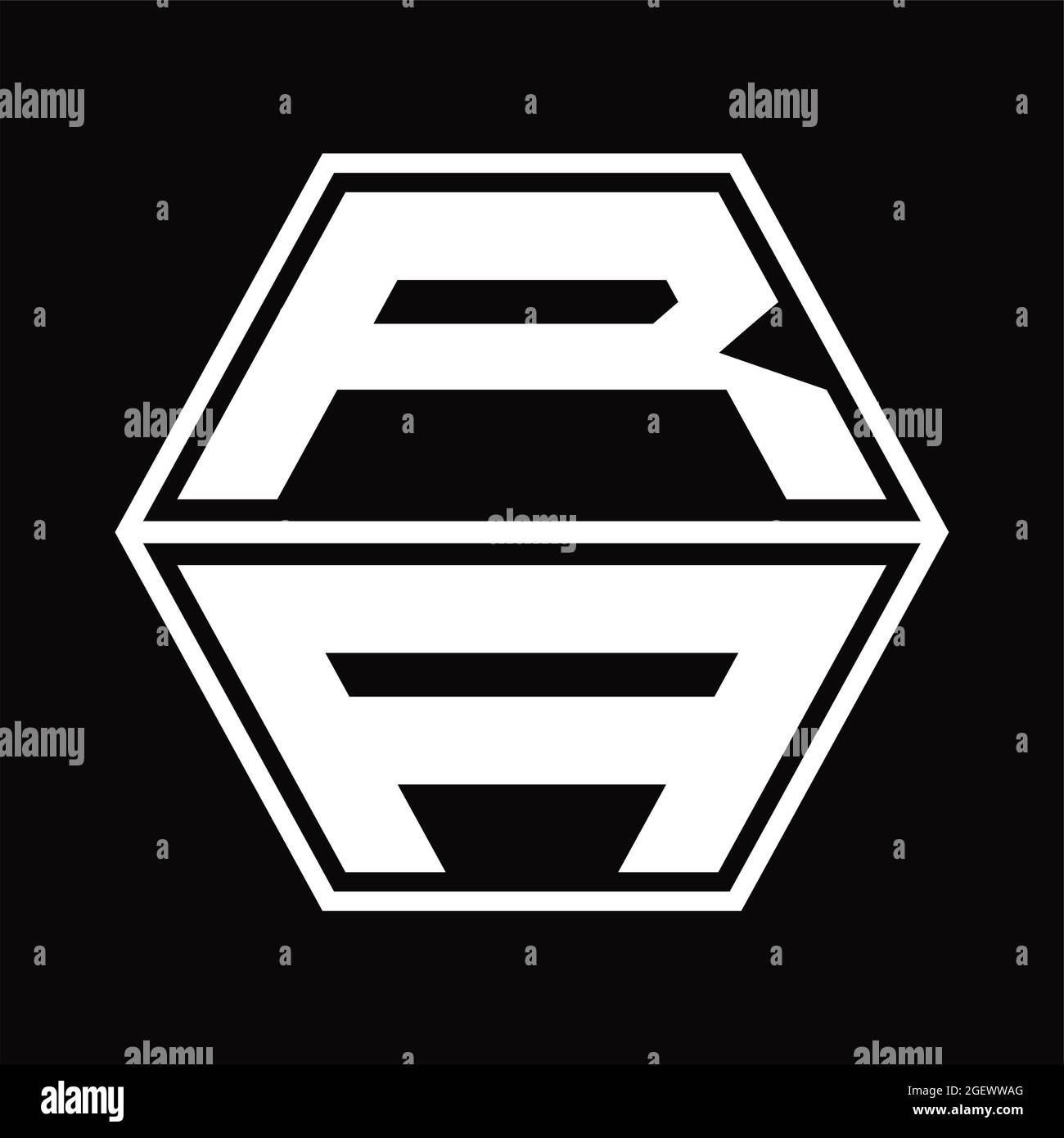 RA Logo monogram with hexagon and sharp shape design template Stock ...