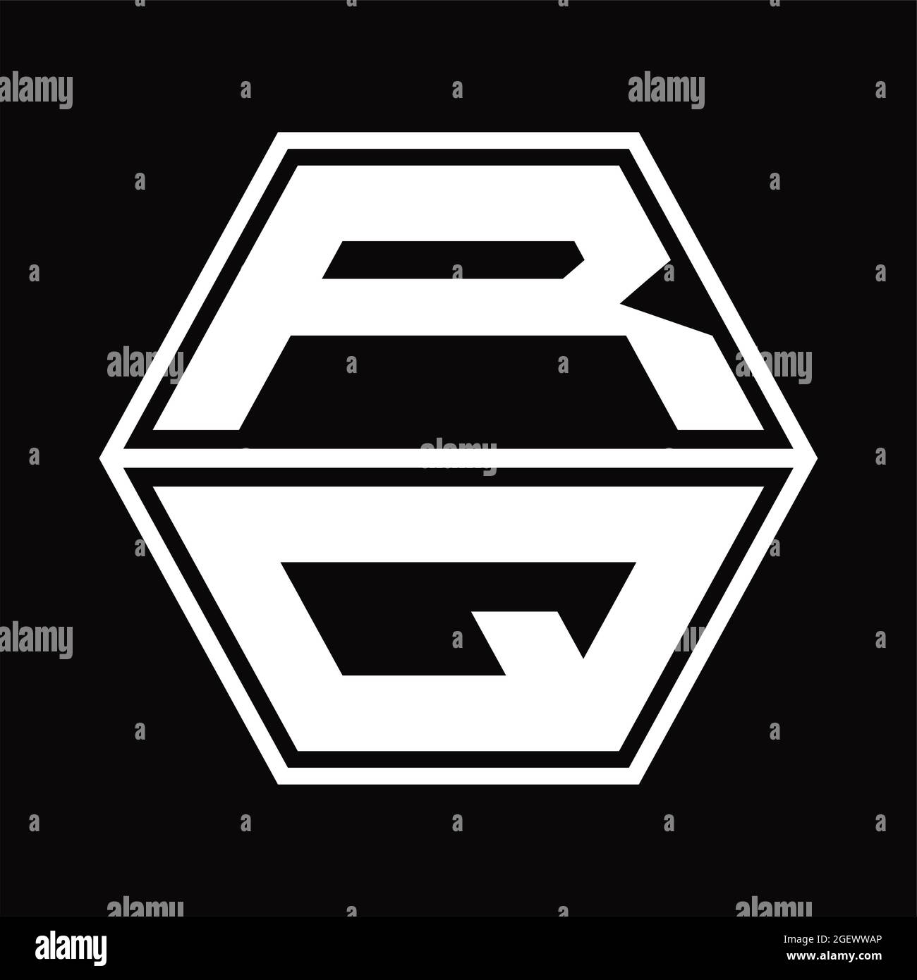 RQ Logo monogram with hexagon and sharp shape design template Stock ...
