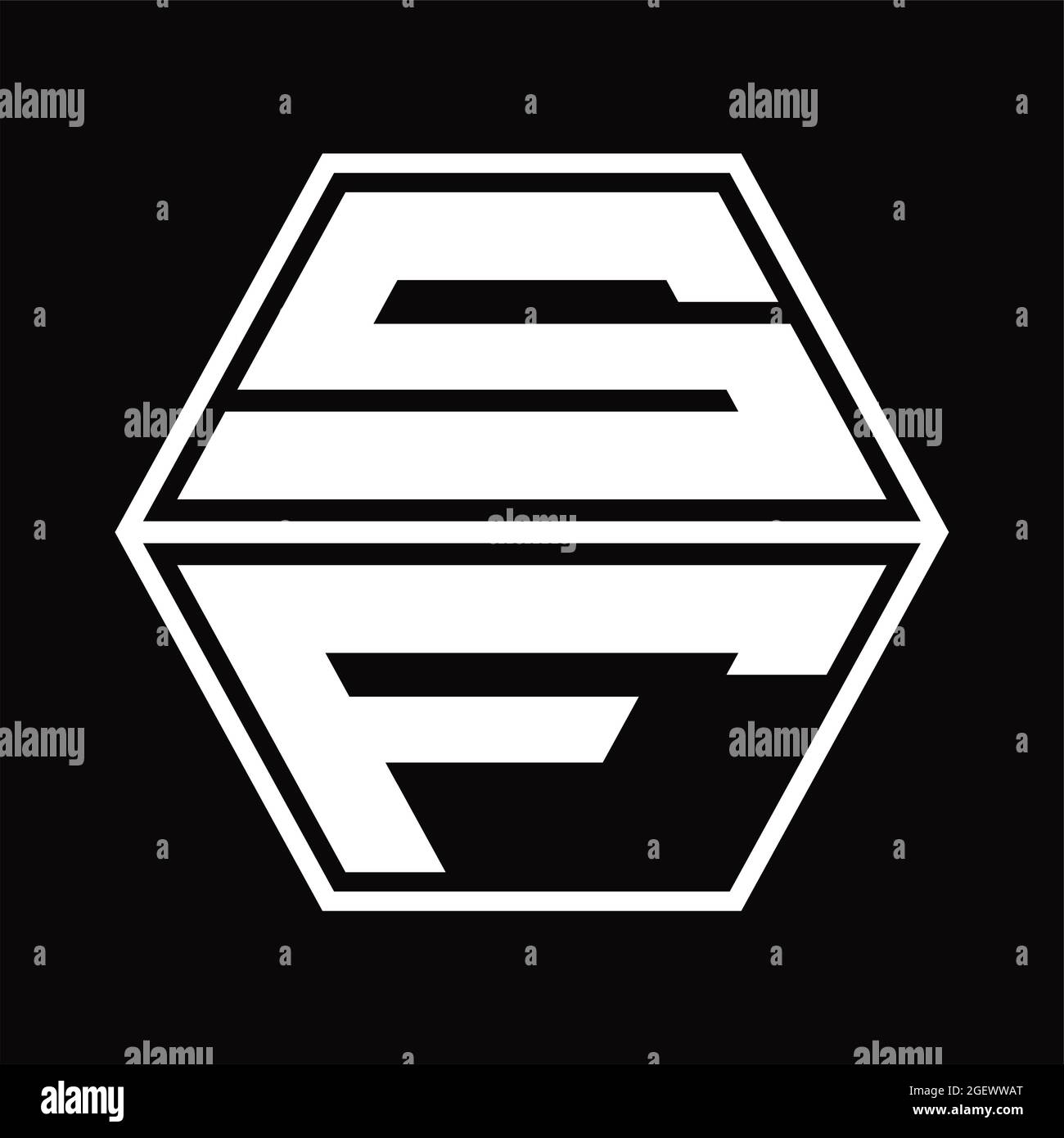 SF Logo monogram with hexagon and sharp shape design template Stock ...