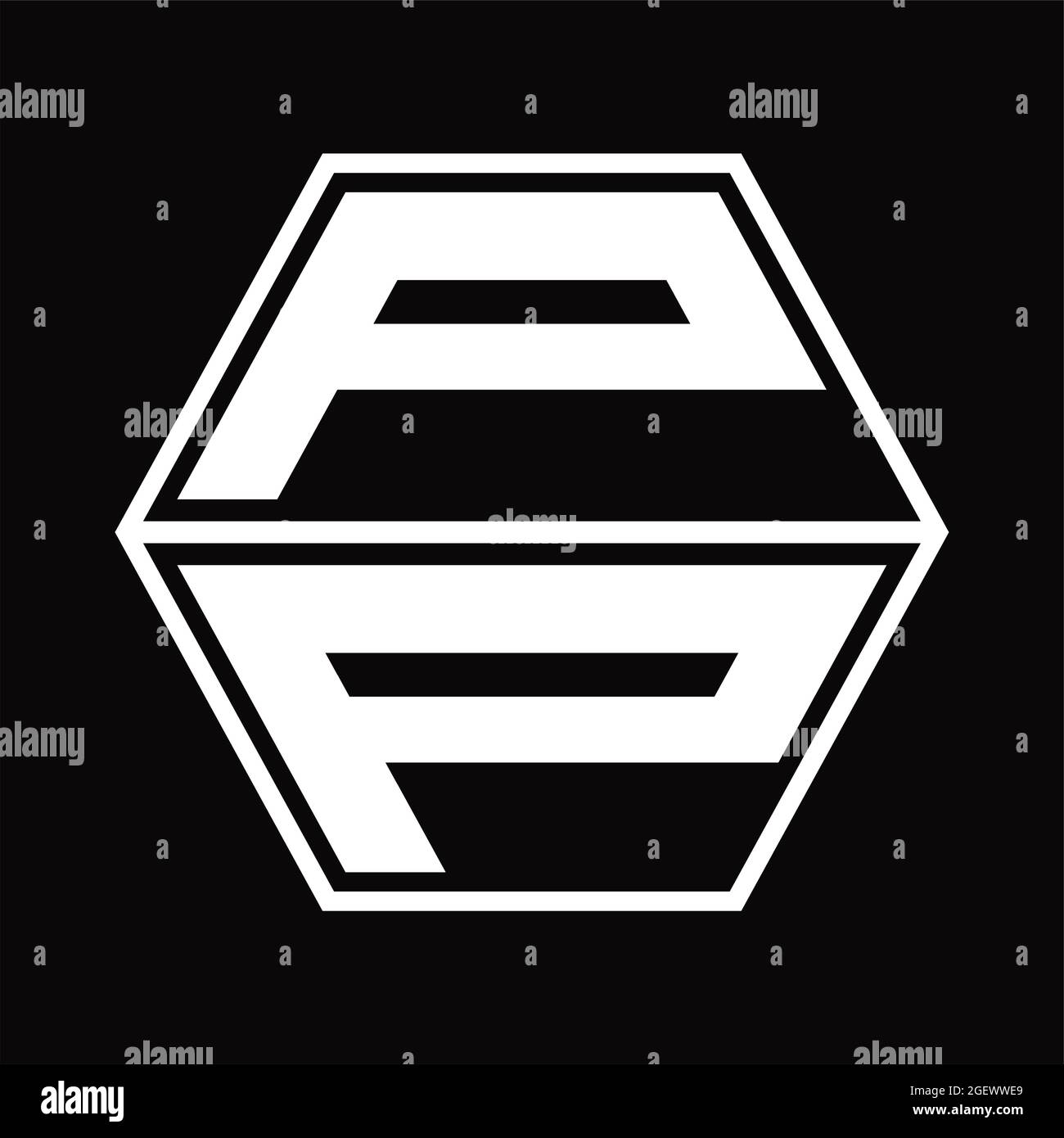 PP Logo monogram with hexagon and sharp shape design template Stock ...