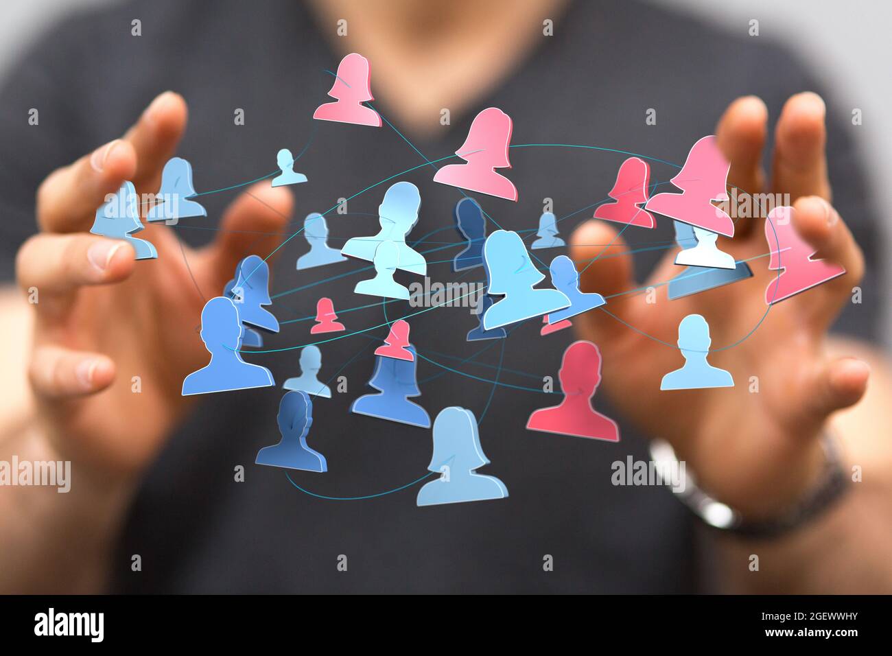 Digital concept of communications, digital unity groups, and teamwork ...