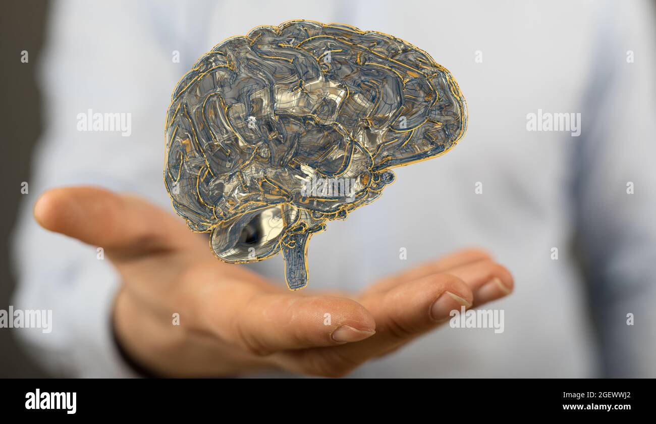 Digital concept of artificial intelligence with an illustration of a ...
