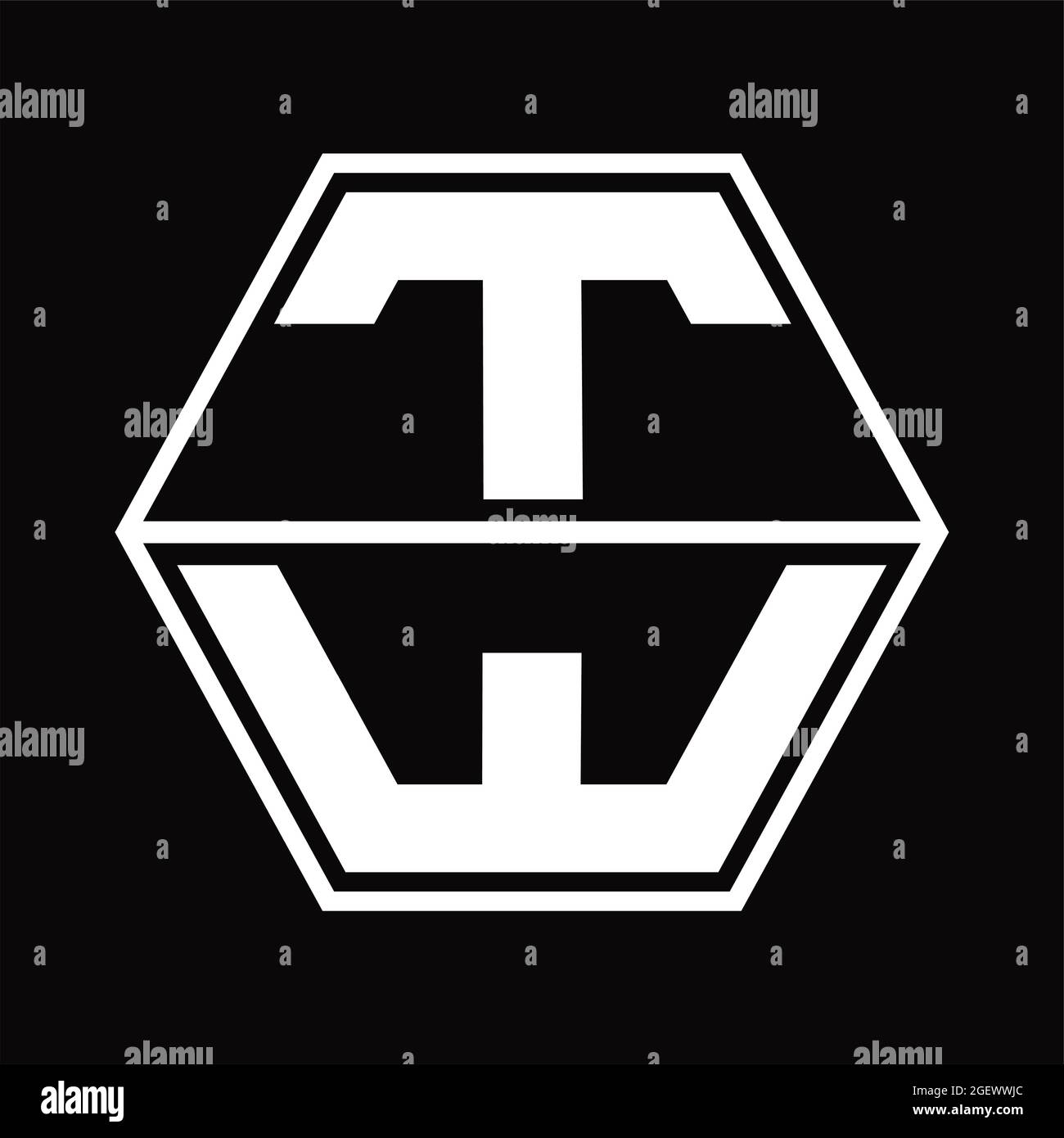 TW Logo monogram with hexagon and sharp shape design template Stock ...