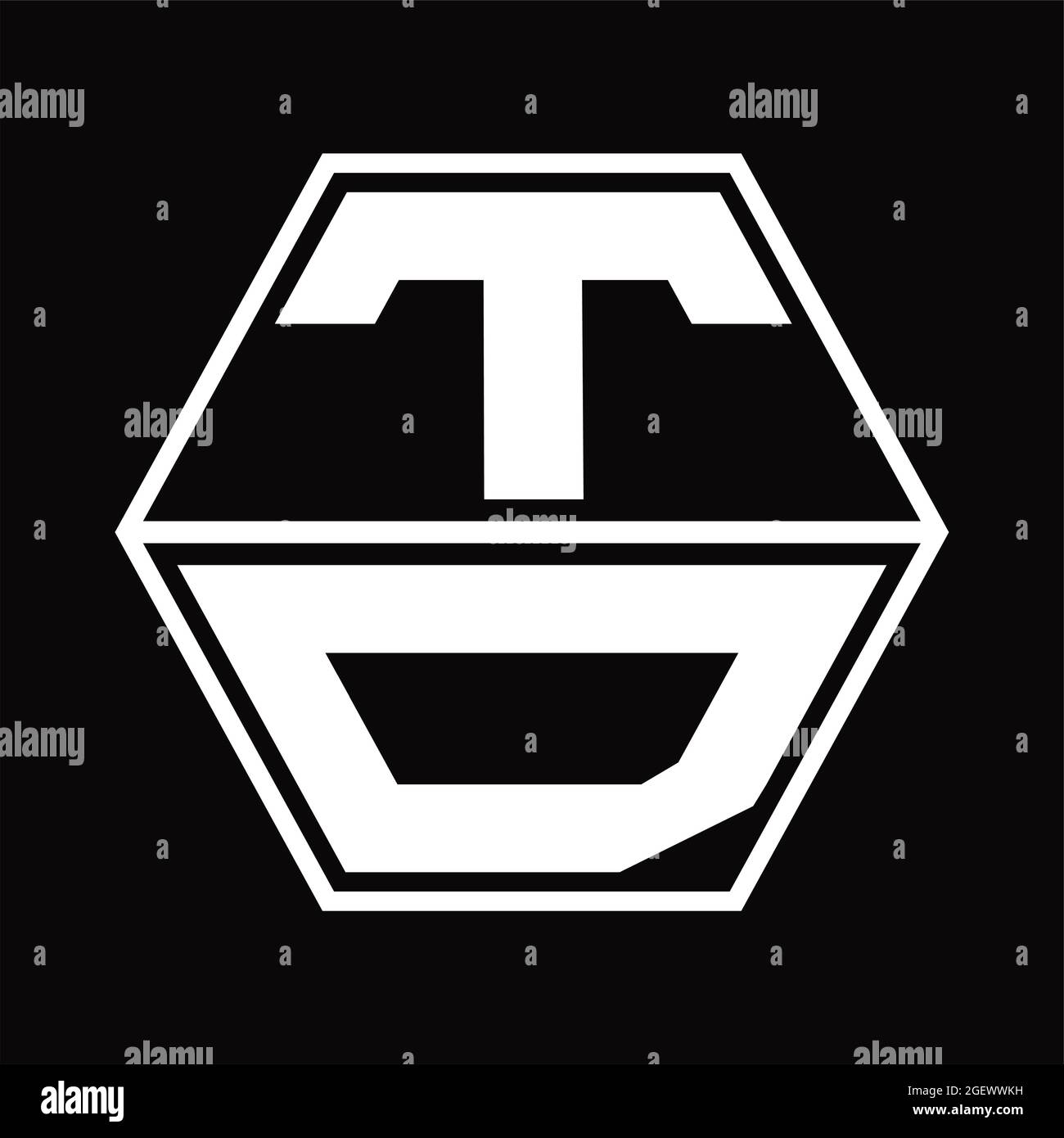 TD Logo monogram with hexagon and sharp shape design template Stock ...