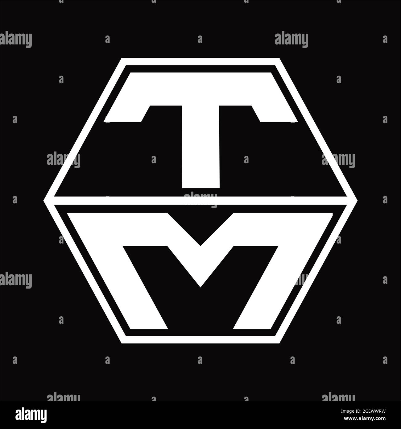 TM Logo monogram with hexagon and sharp shape design template Stock ...