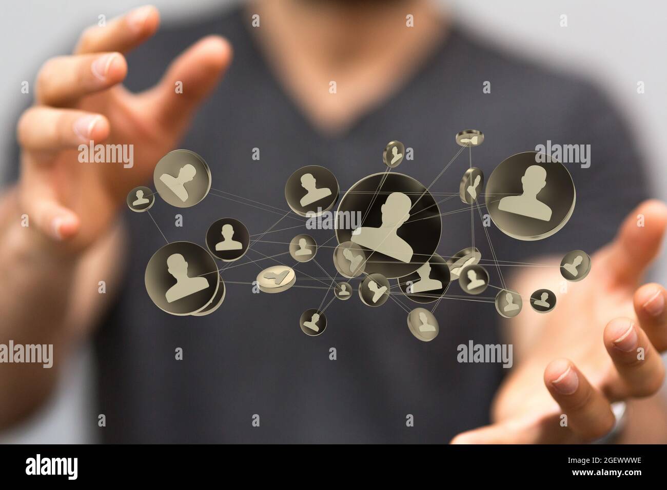 Digital concept of communications, digital unity groups, and teamwork ...