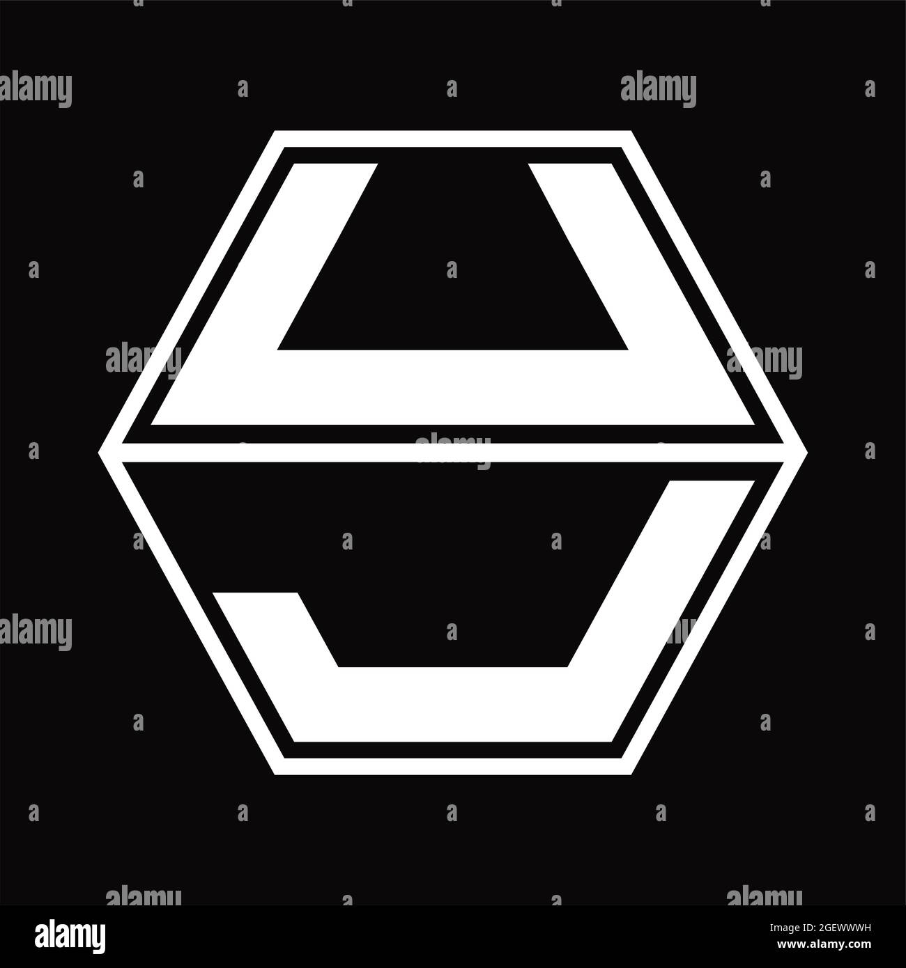 UJ Logo monogram with hexagon and sharp shape design template Stock ...