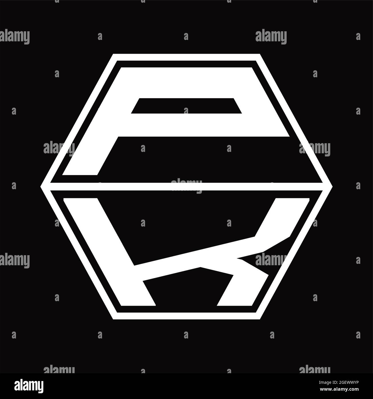 PK Logo monogram with hexagon shape up and down blackground design ...