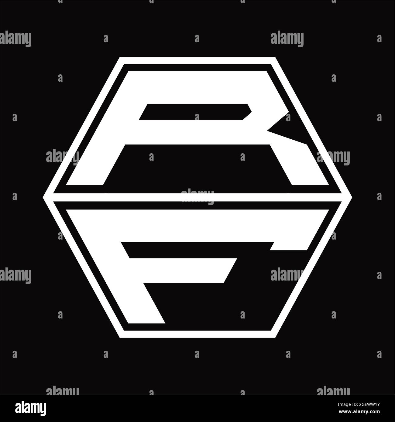 RF Logo monogram with hexagon and sharp shape design template Stock ...
