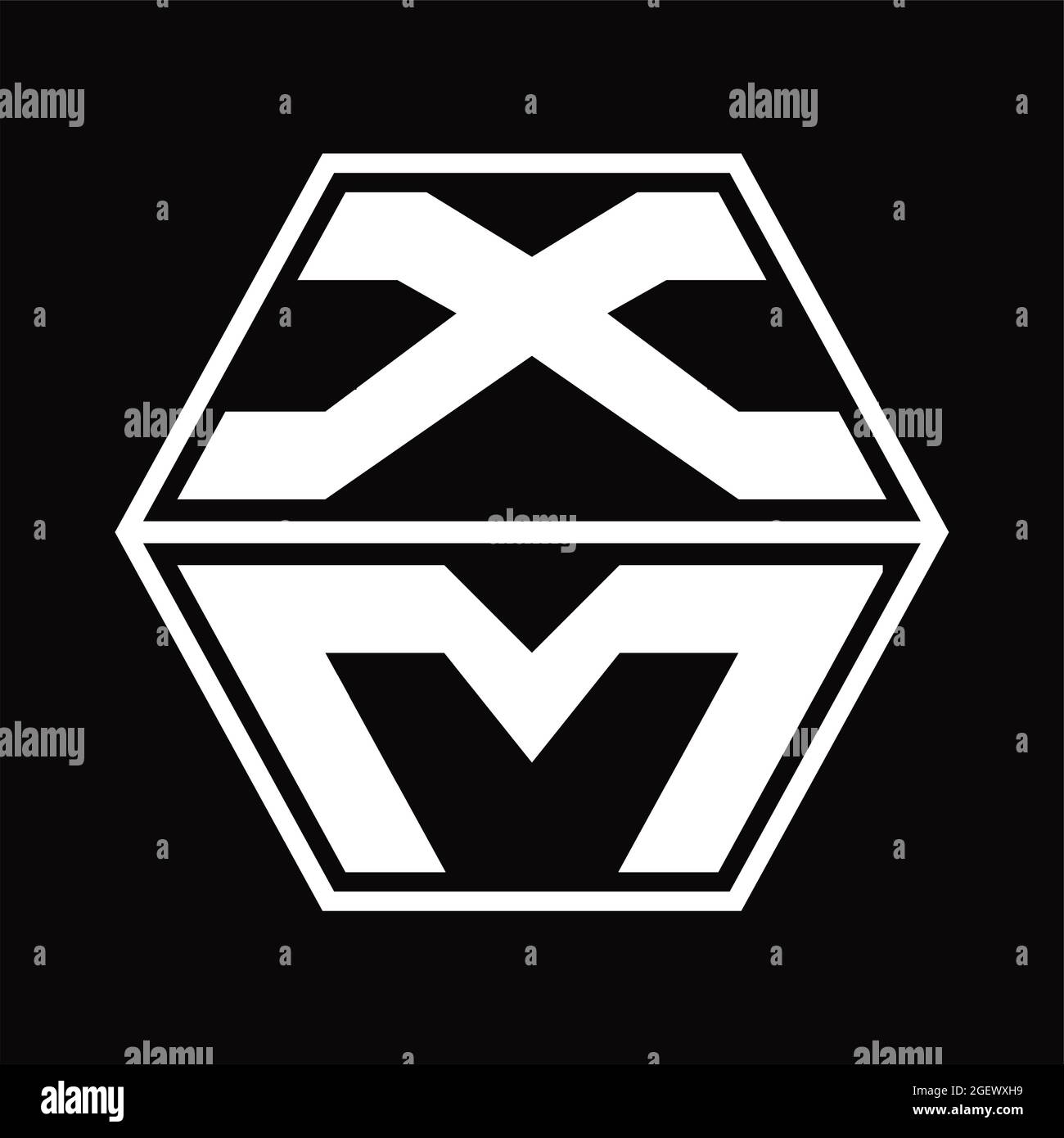 XM Logo monogram with hexagon shape up and down blackground design ...