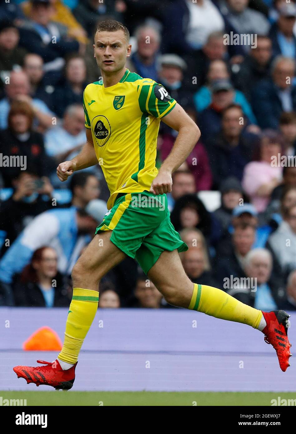 Manchester, England, 21st August 2021. Ben Gibson of Norwich City ...