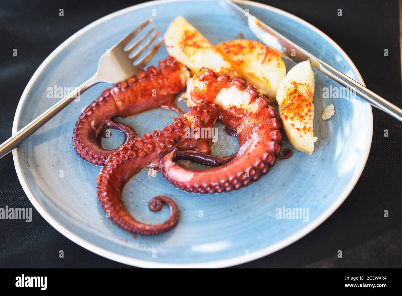 Pulpo Gallego - whole galician octopus. Cooked octopus served with ...