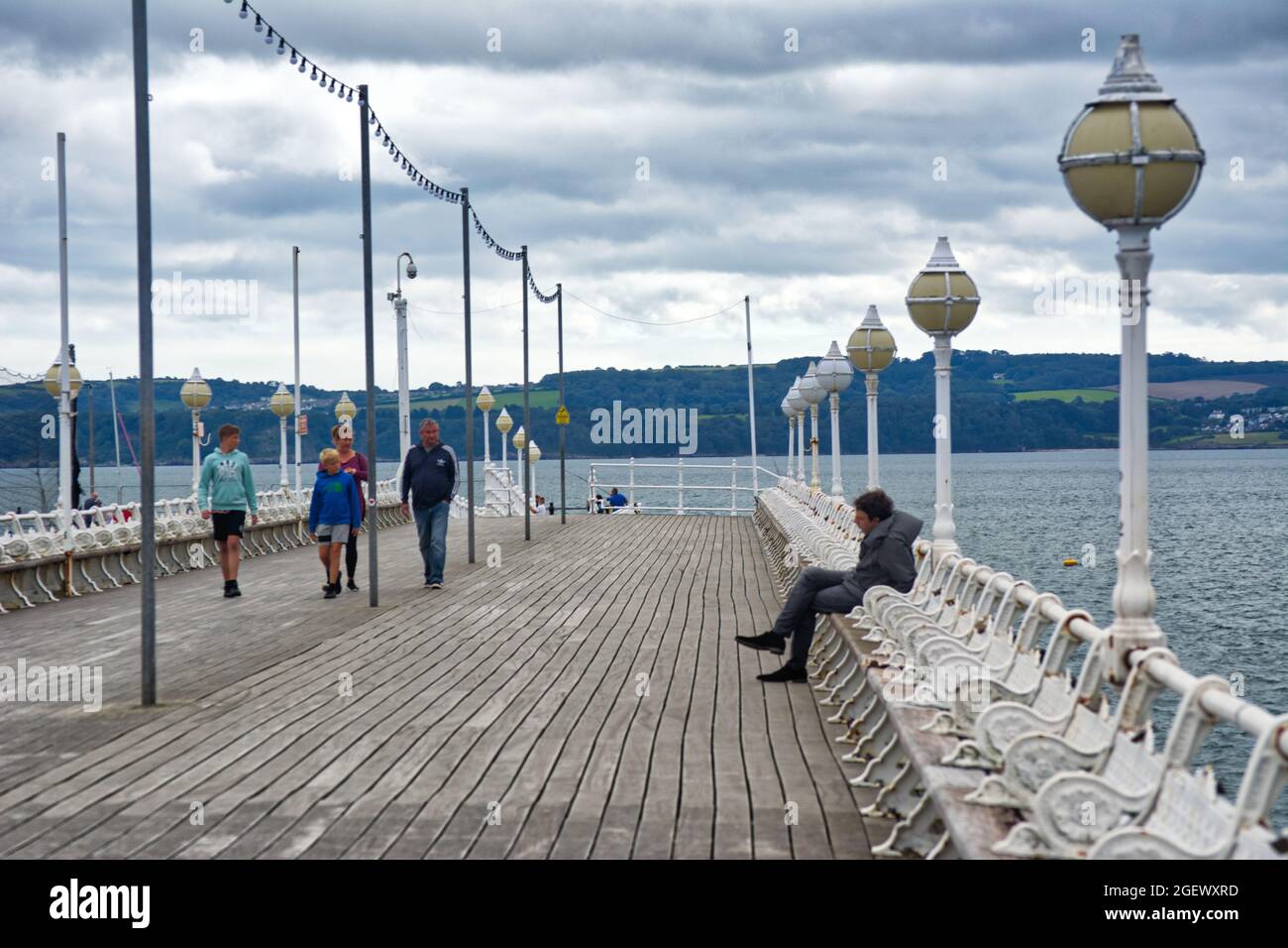 Torquay, England. Pier and marina in English Riviera, UK Stock Photo ...