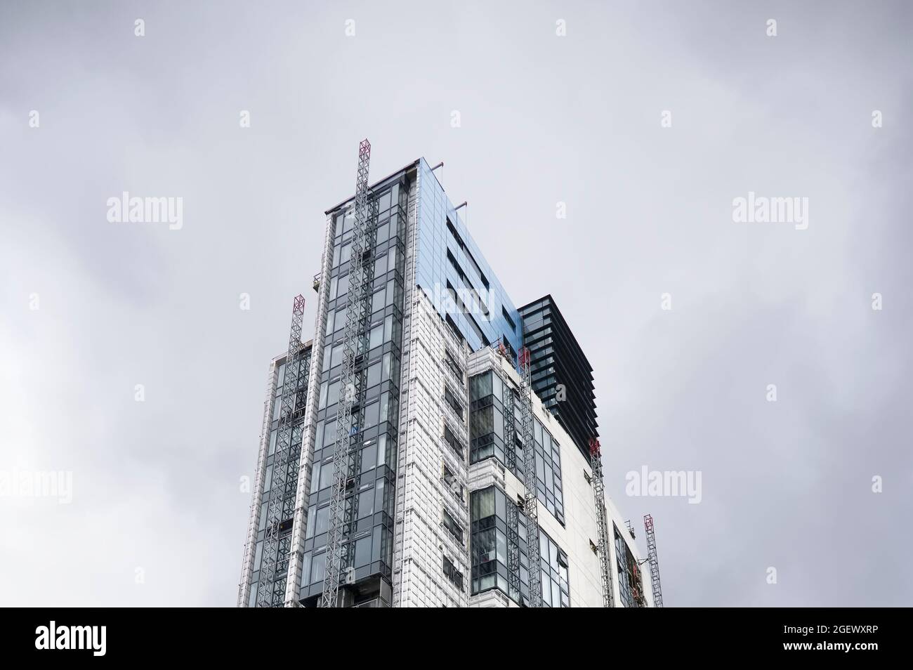 High rise residential building of flats with cladding being replaced ...