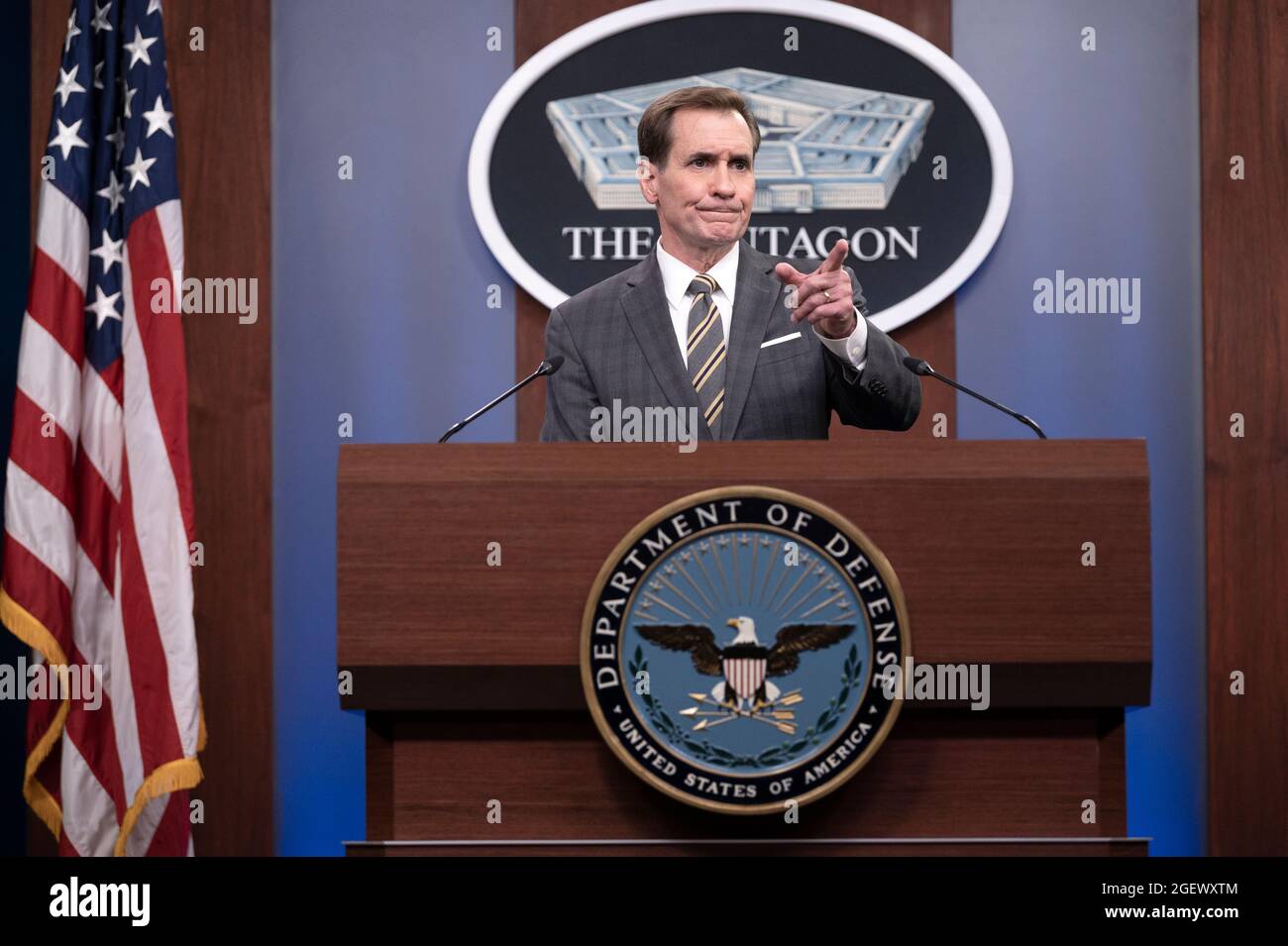 Pentagon Press Secretary John F. Kirby holds a media briefing on ...