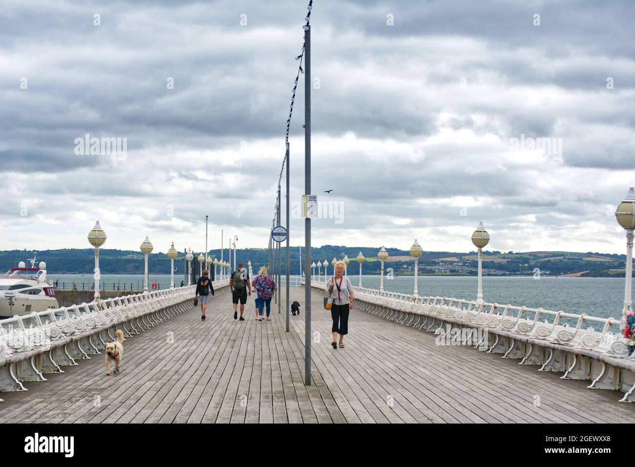 Torquay, England. Pier and marina in English Riviera, UK Stock Photo ...