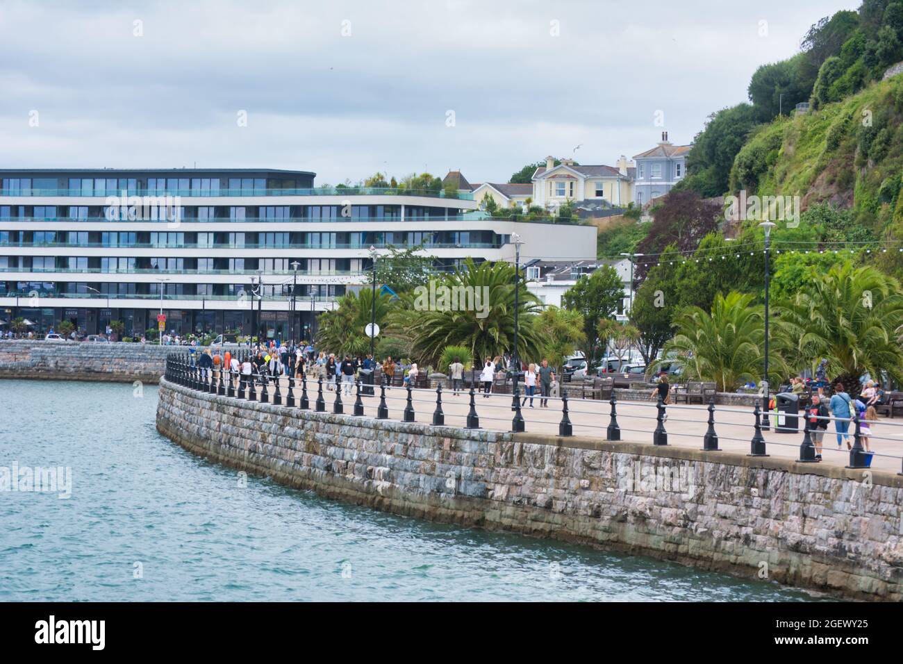 Torquay, England. Pier and marina in English Riviera, UK Stock Photo ...