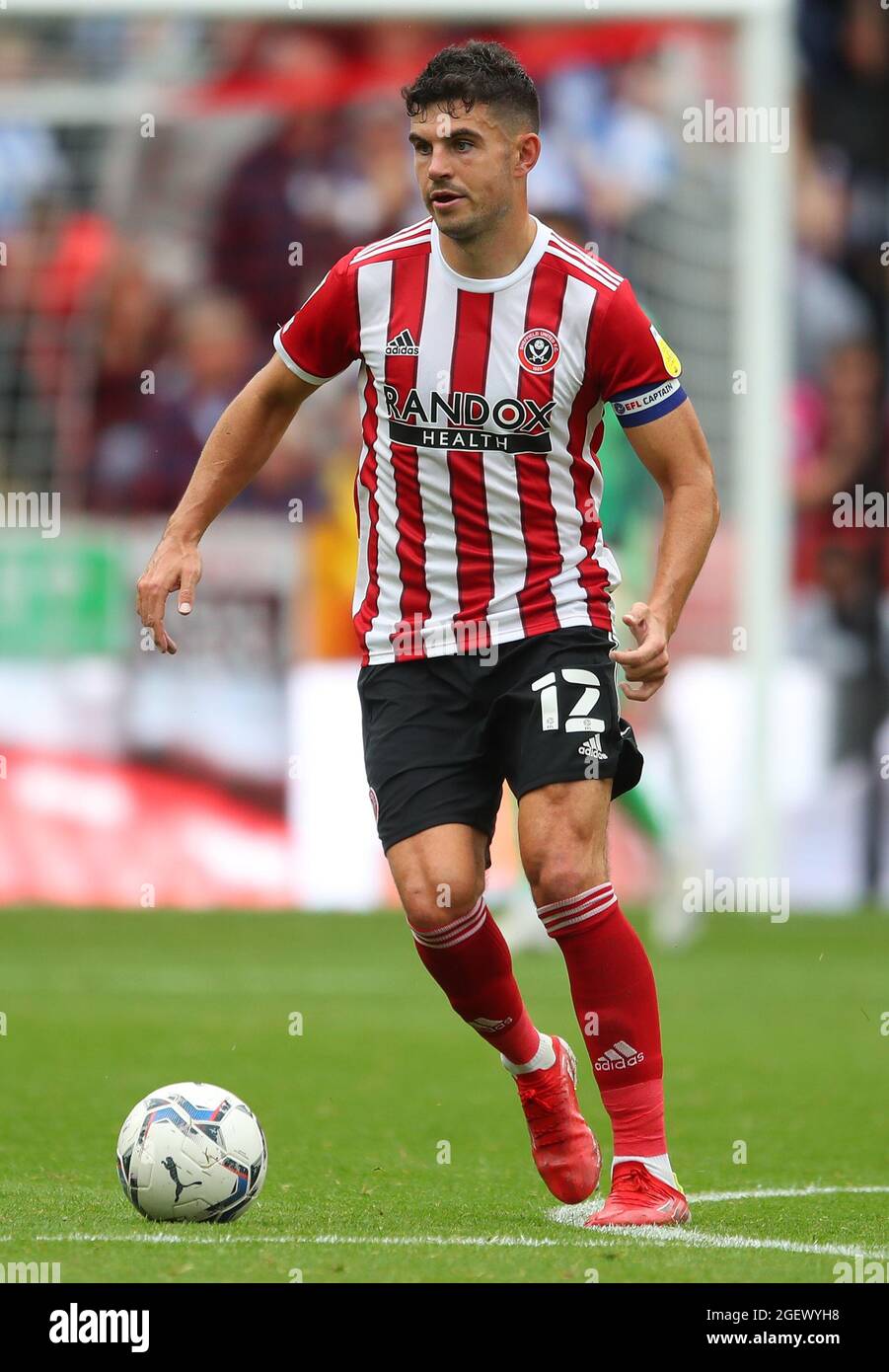 Sheffield, England, 21st August 2021. John Egan of Sheffield Utd during the Sky Bet Championship ...