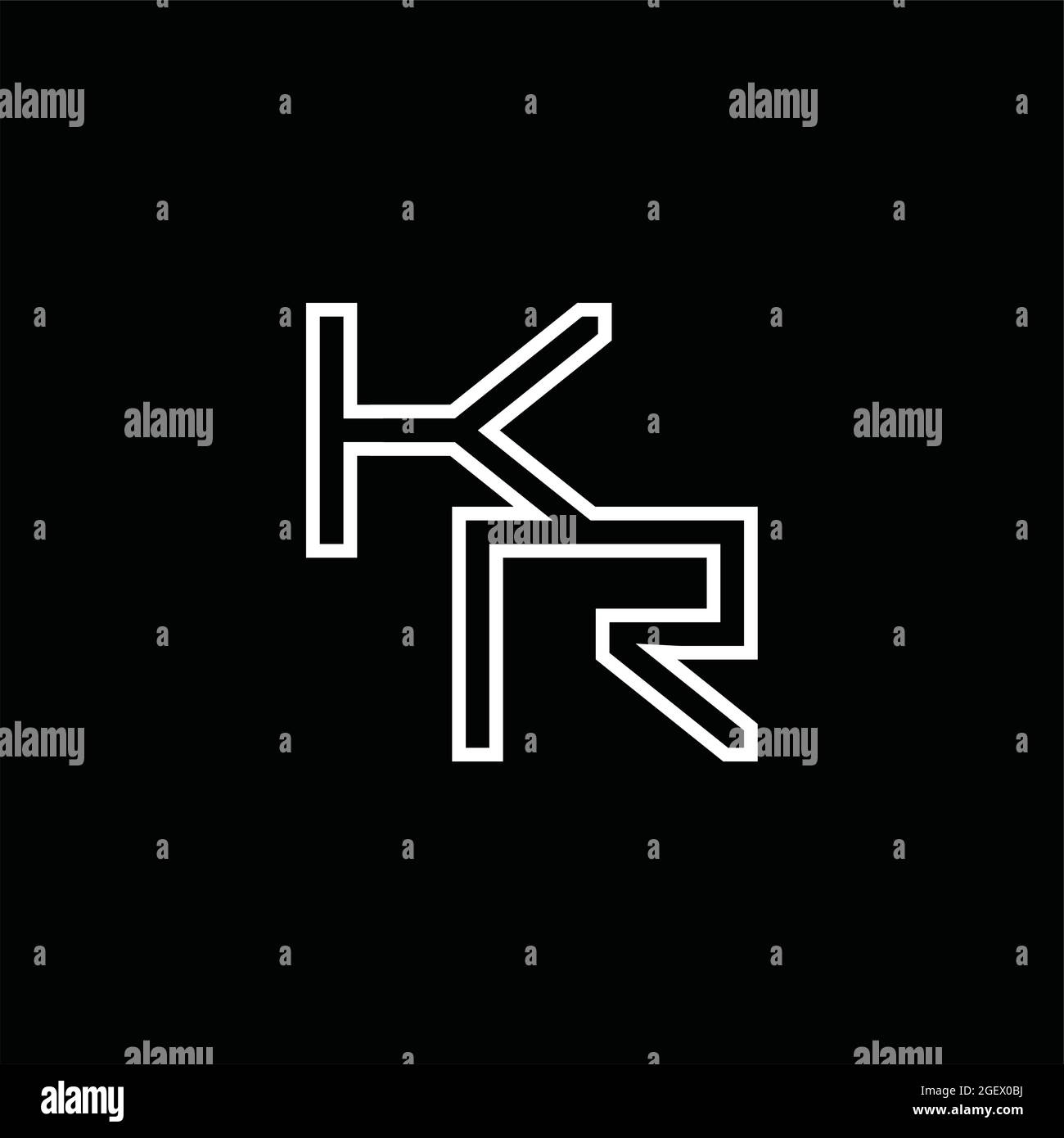 KR Logo monogram with line style blackground design template Stock ...