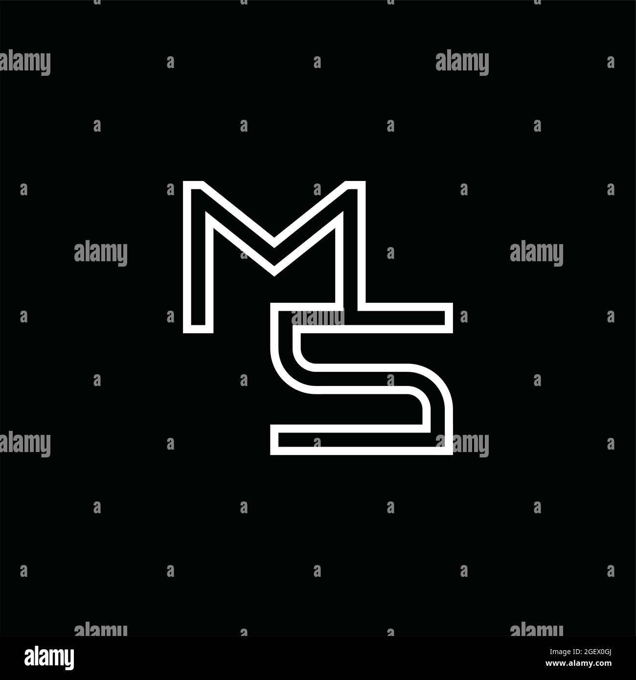 MS Logo monogram with line style blackground design template Stock ...
