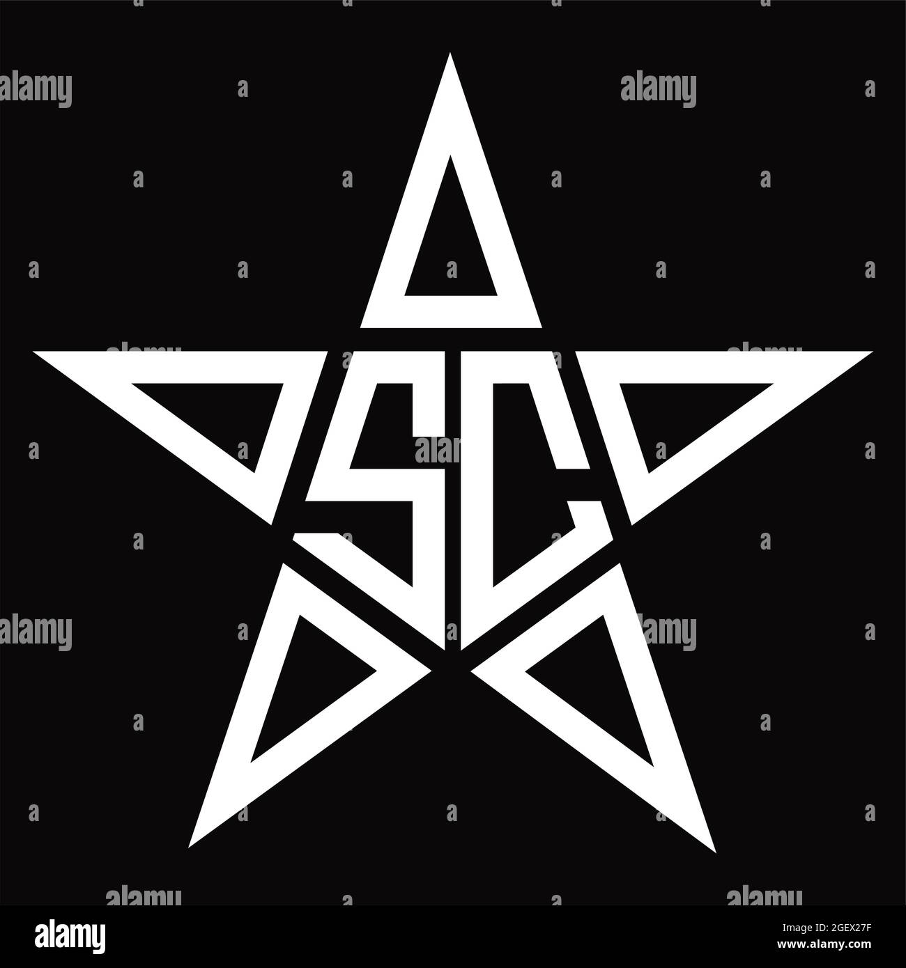 SC Logo monogram with star shape on blackground design template Stock ...