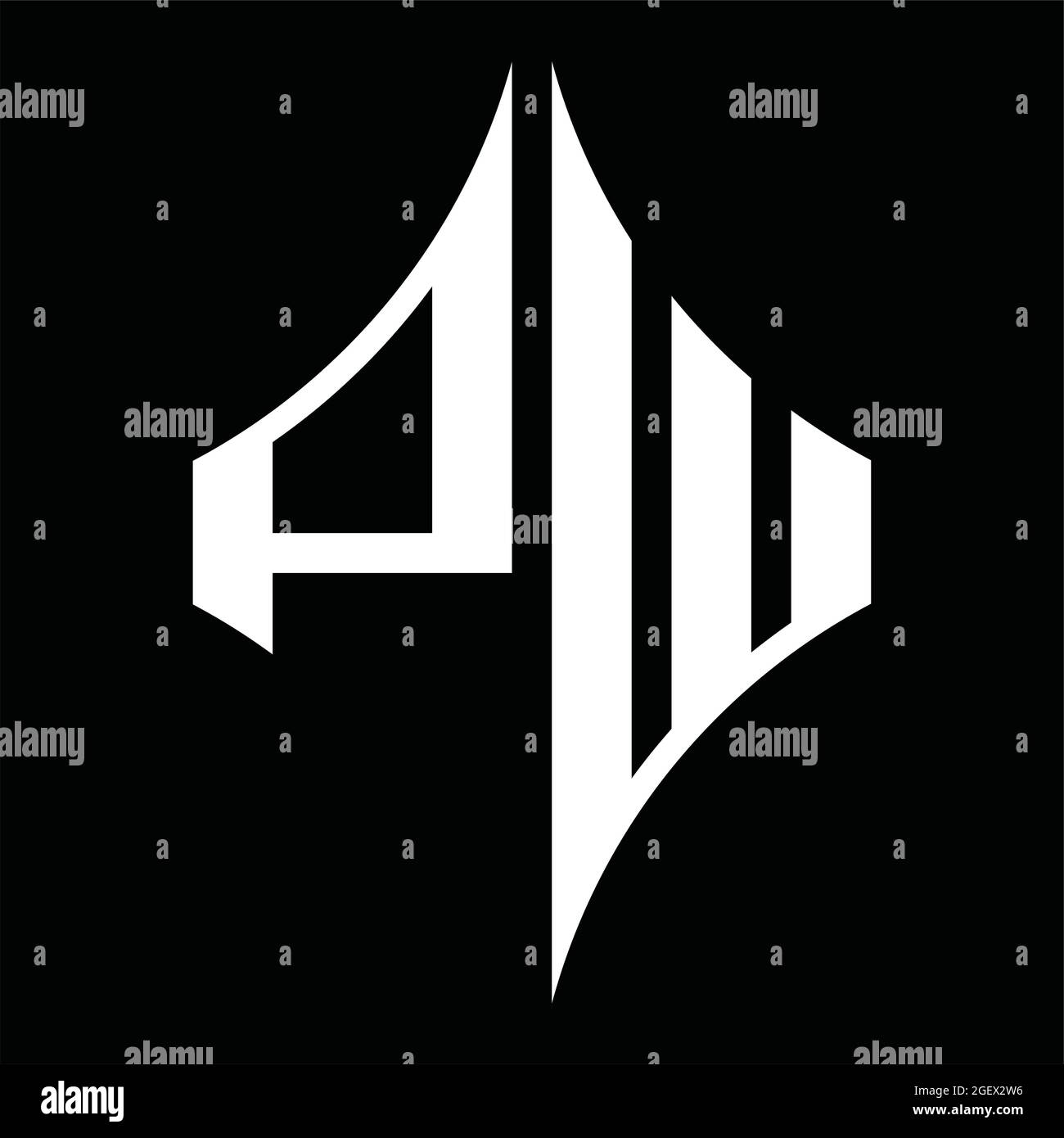 PW Logo monogram with star shape on blackground design template Stock ...