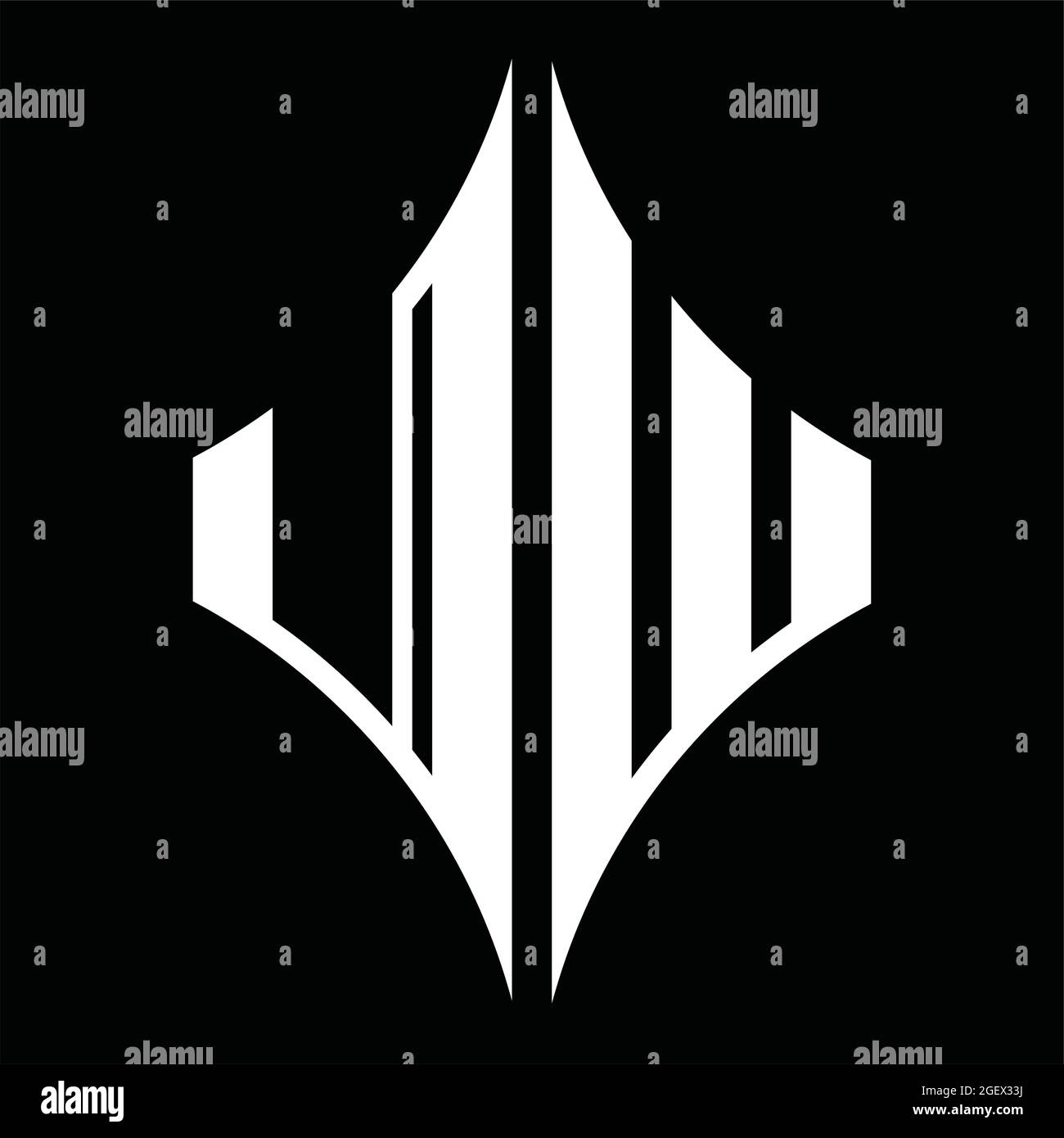 UW Logo monogram with star shape on blackground design template Stock ...